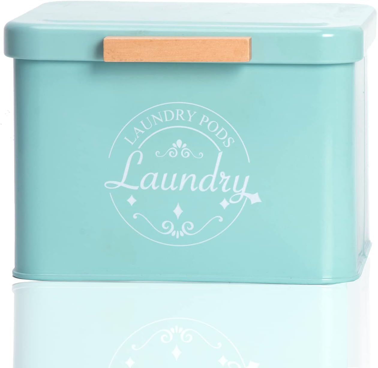 HYKE Laundry Pods Container with Hinged Lid. Farmhouse Metal Laundry ...