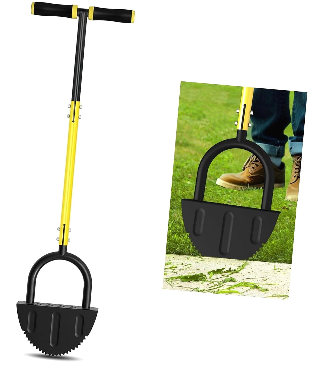 HYKE Lawn Edger with Ergonomic Grip, Half Moon Saw-Tooth Edger, 38-Inch ...