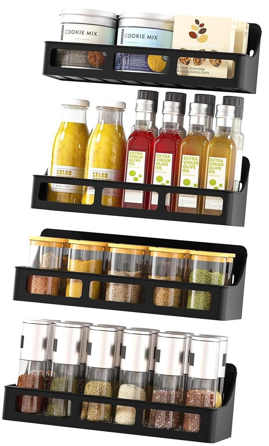 HYKE Magnetic Spice Rack for Refrigerator and Oven, 4 Pack Moveable ...