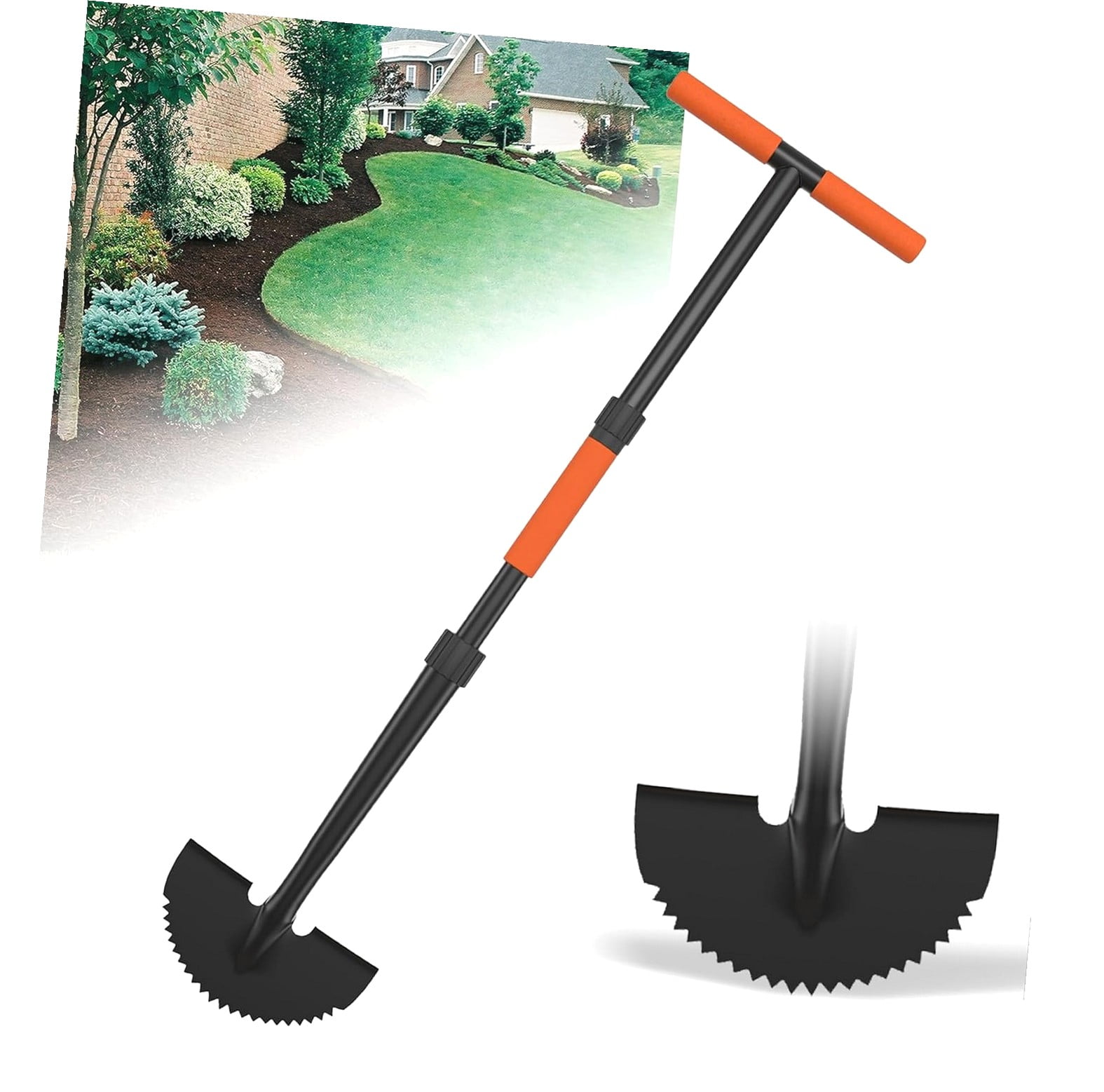 HYKE Manual Edger Lawn , 41-inch Lawn Edger with Saw Tooth , Half Moon ...