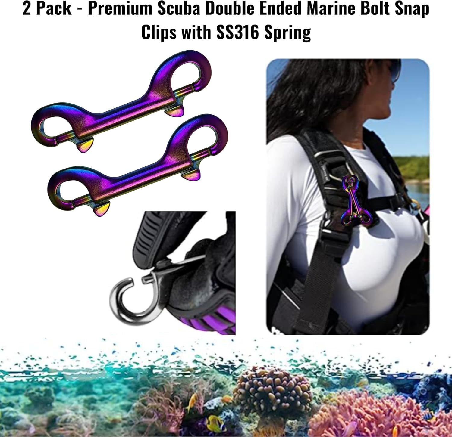 HYKE Marine Grade 4" (100mm) Double Ended Clips/Bolt Snaps with SS316 ...