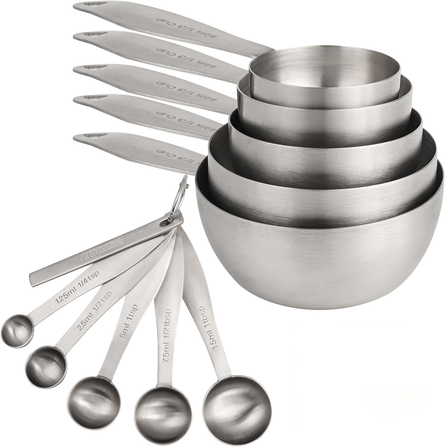 HYKE Measuring Cups and Spoons Set, 18/8 Stainless Steel Measuring ...