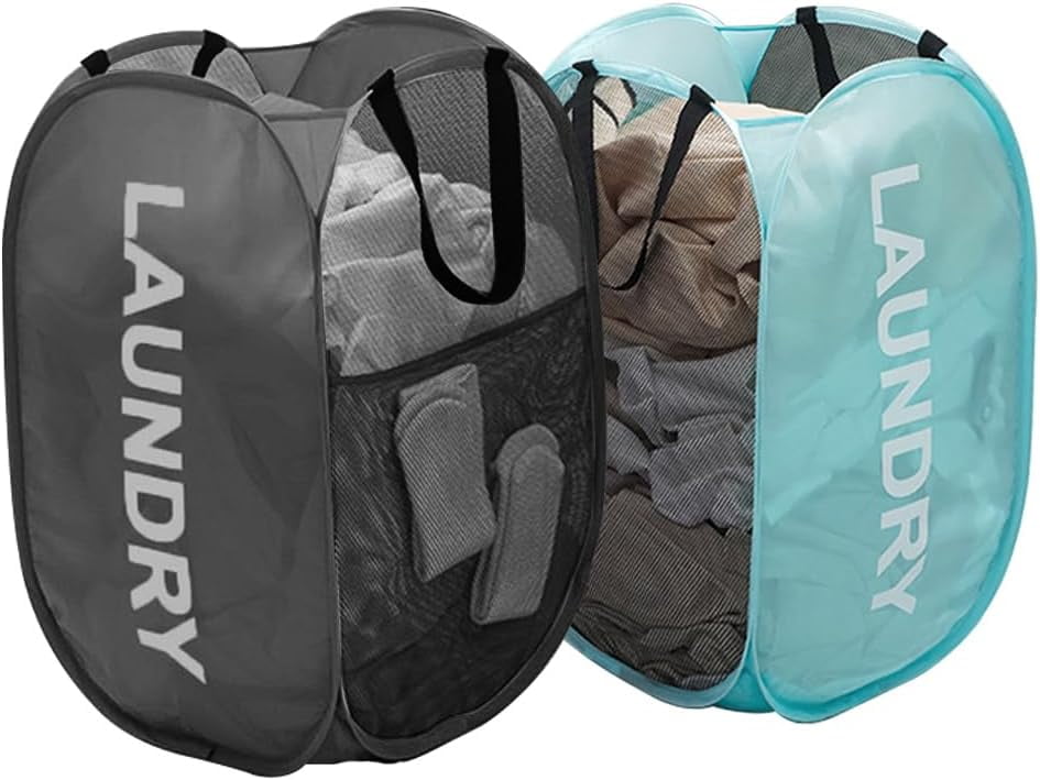 HYKE Mesh Pop Up Laundry Hampers, Collapsible Laundry Baskets Portable ...