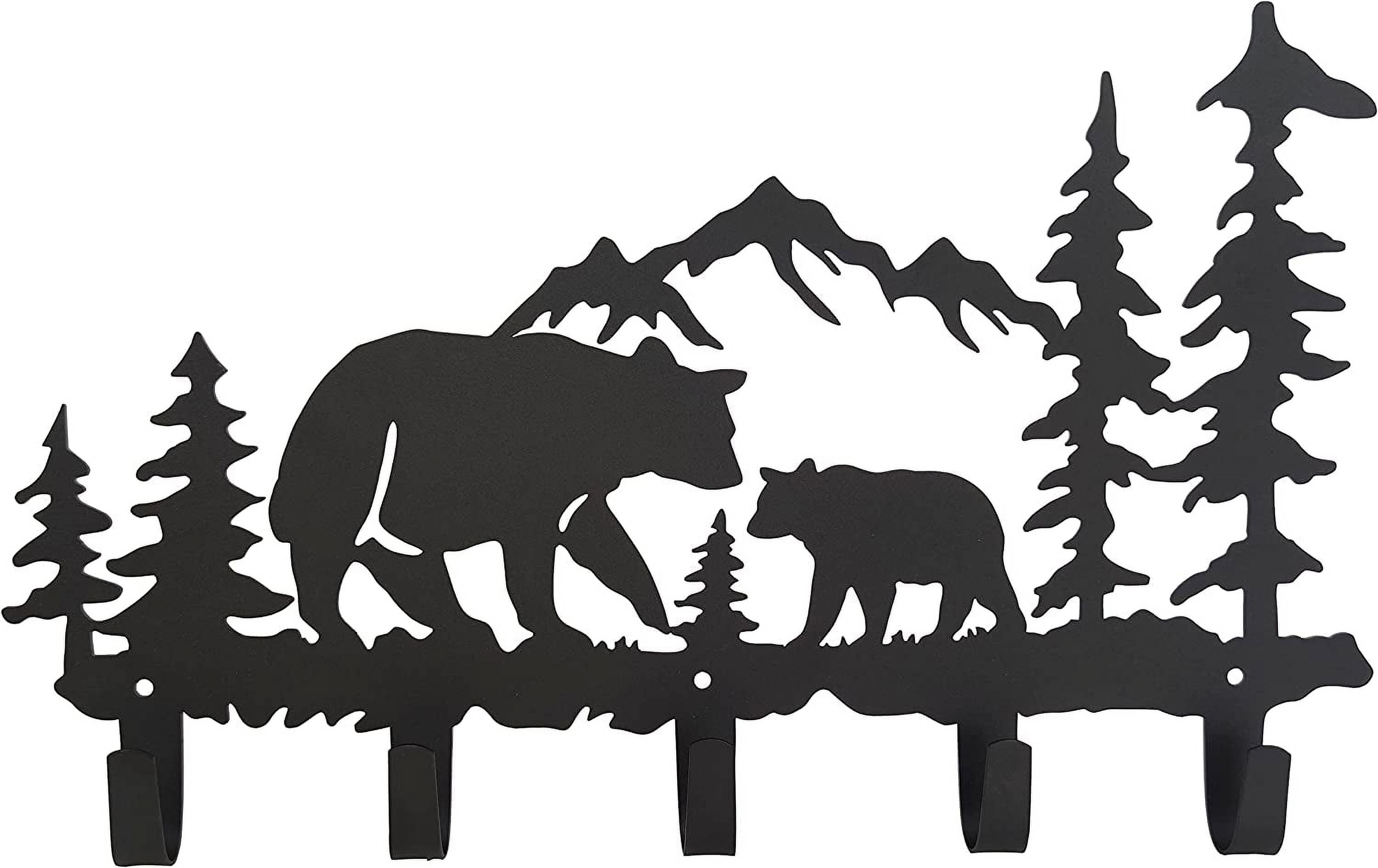 HYKE Metal Bear Coat Hooks Wall Art Decor-Bear Hangers and Key Holder-Animal Theme Hooks Sweet ...