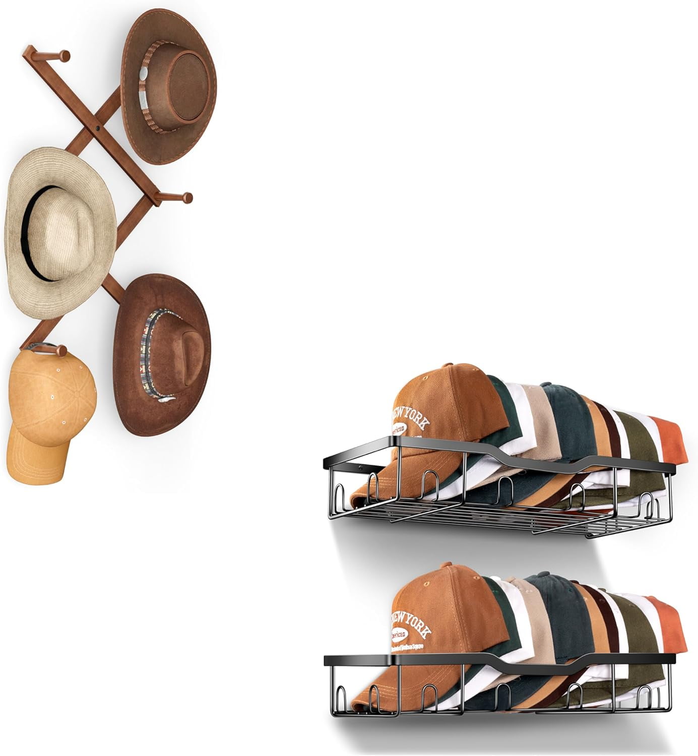 HYKE Metal Hat Racks for Baseball Caps Wall and Hat Rack for Wall ...