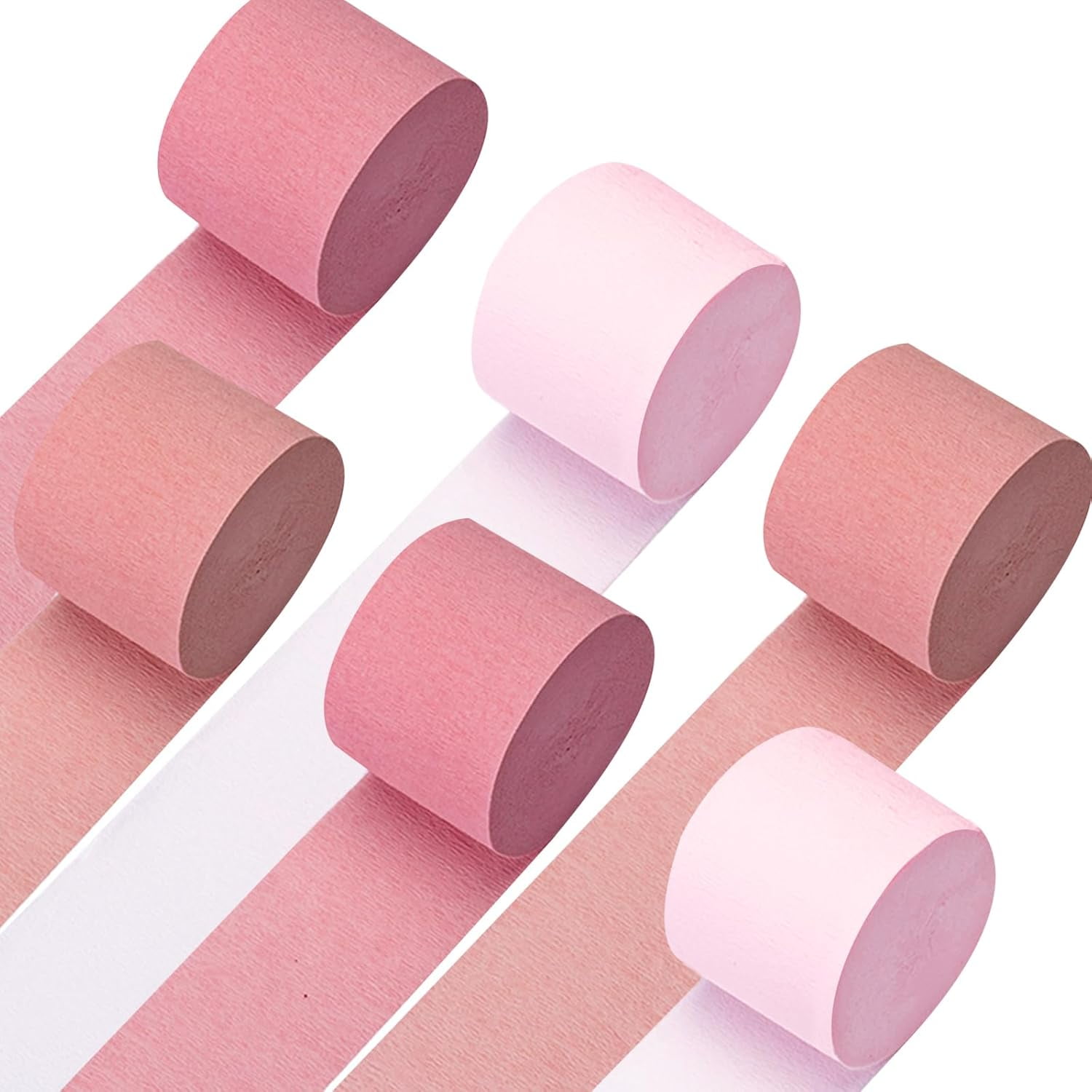 HYKE Metc Rose Gold Crepe Paper Streamers 6Rolls 492ft Dusty Pink Party ...
