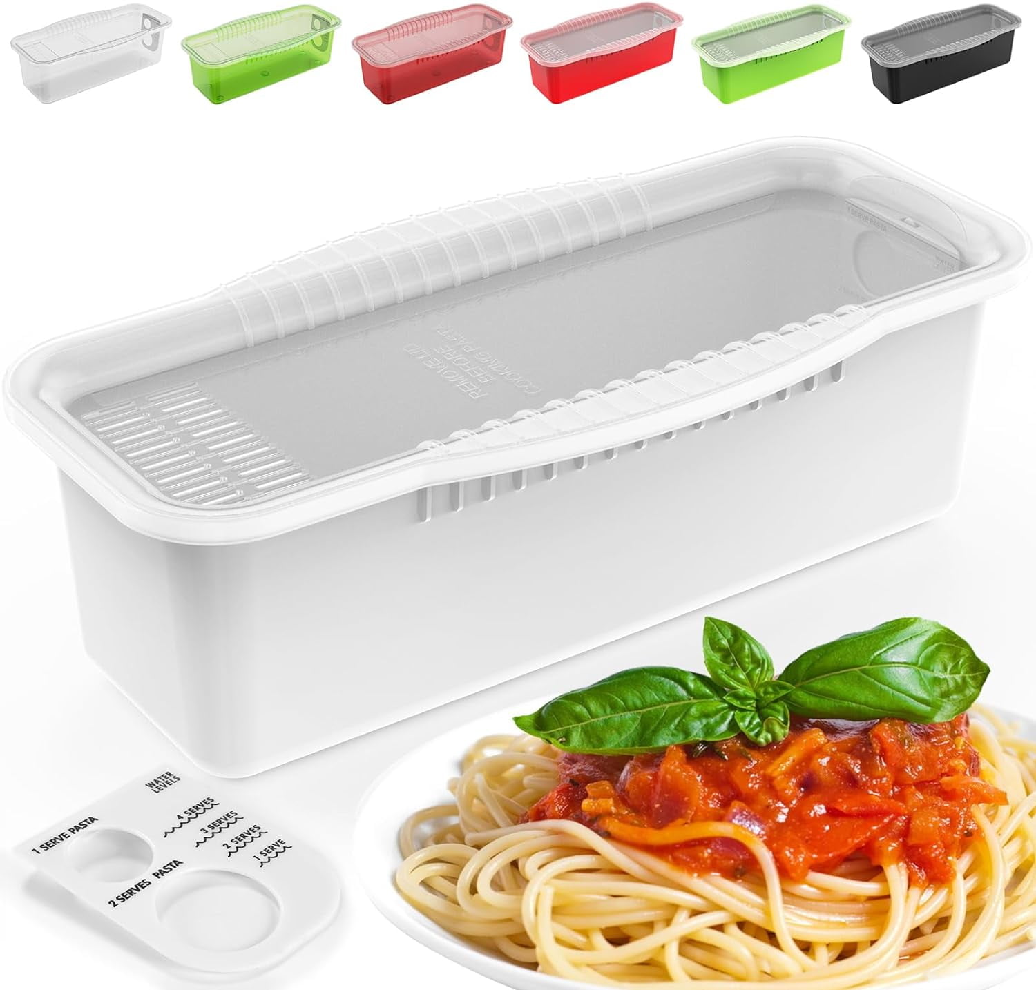 HYKE Microwave Pasta Cooker with Strainer Lid, Quick Coo in 10-15 Min ...