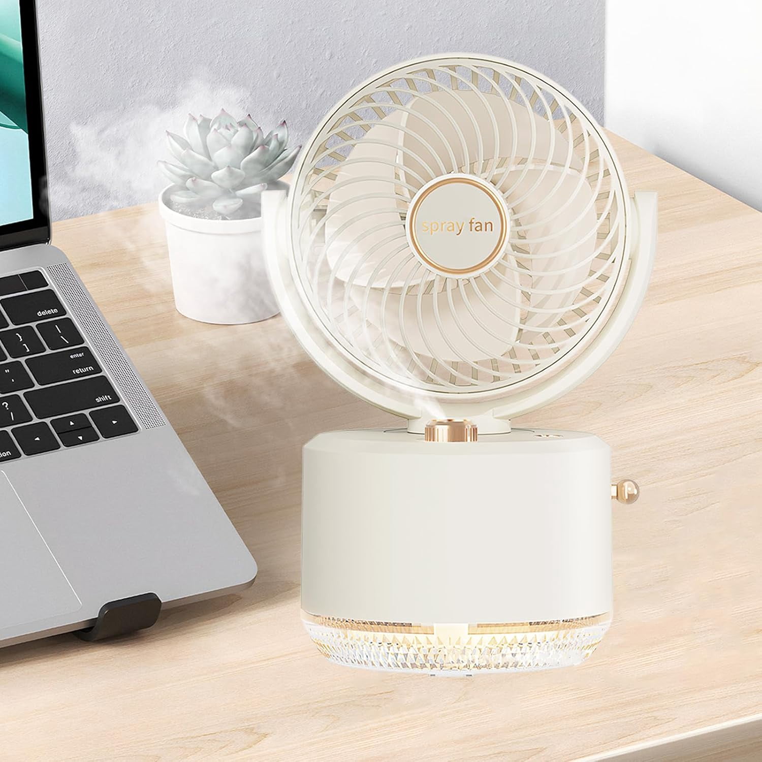 HYKE Misting Desk Fan, 300ml Spray Water Mist Fan, Mini Air Humidier ...