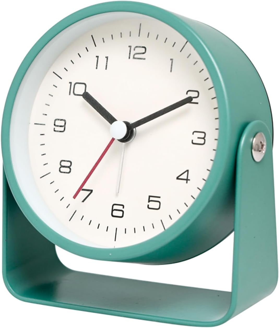 HYKE Modern Analog Alarm Clock, 3.5 Inch Minimalist Metal Border Table Clock, Silent Non Tic ...