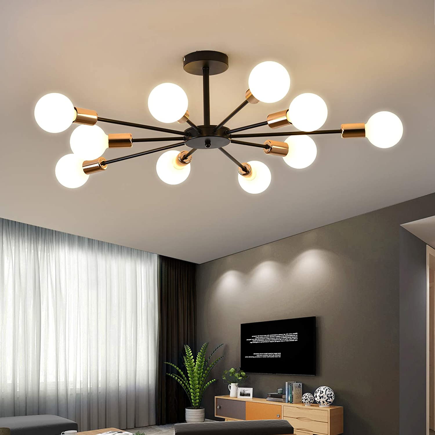 HYKE Modern Flush Mount Ceiling Light Metal Art Industrial Ceiling 10 ...