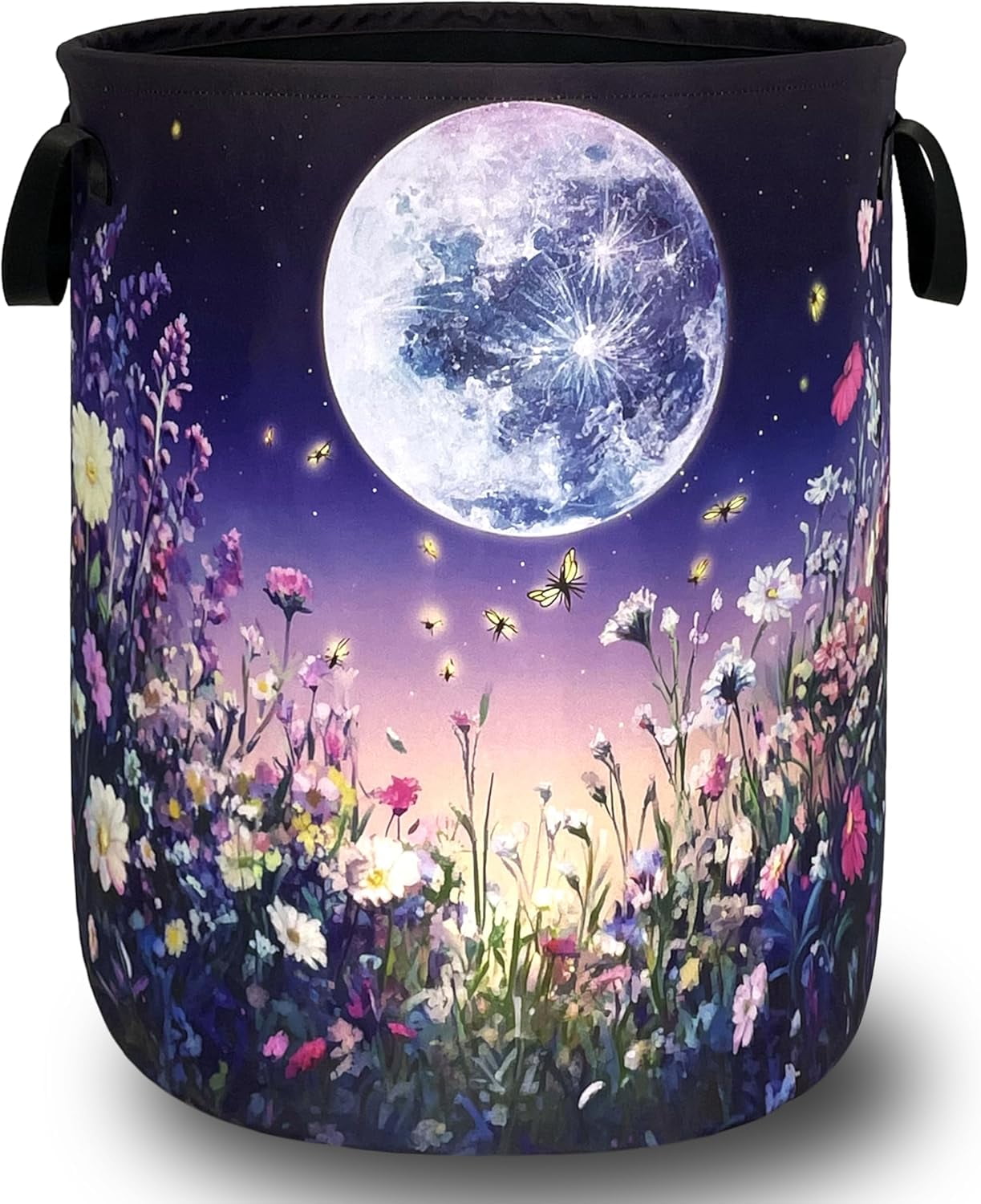 HYKE Moon Laundry Basket Cloth Night Sky Colorful Floral Butterfly ...