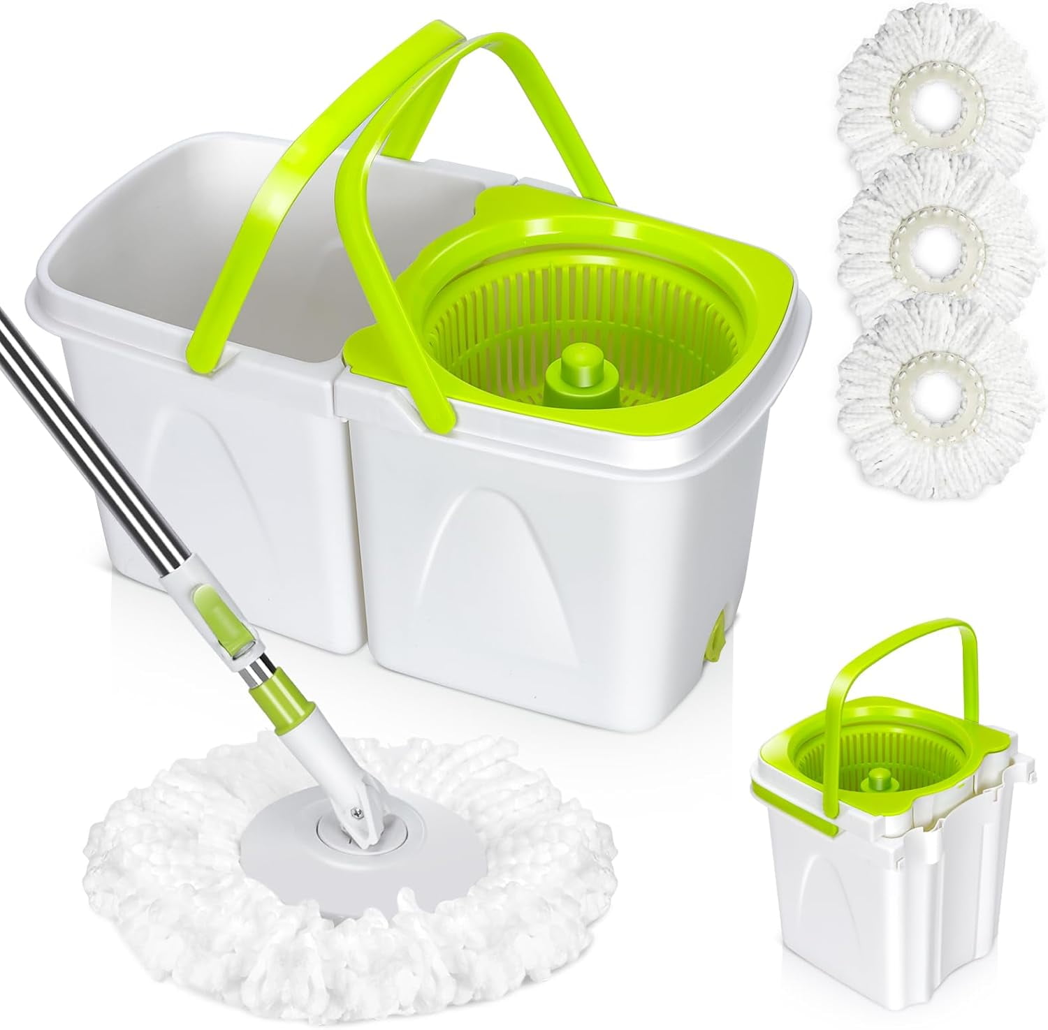 HYKE Mop and Bucket with Wringer Set, Small Spin Mops with Bucket ...