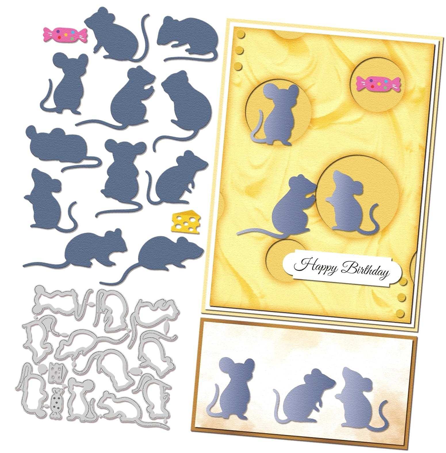 HYKE Mouse and Cheese Candy Die Cuts Rats Mice Embossing Templates for ...