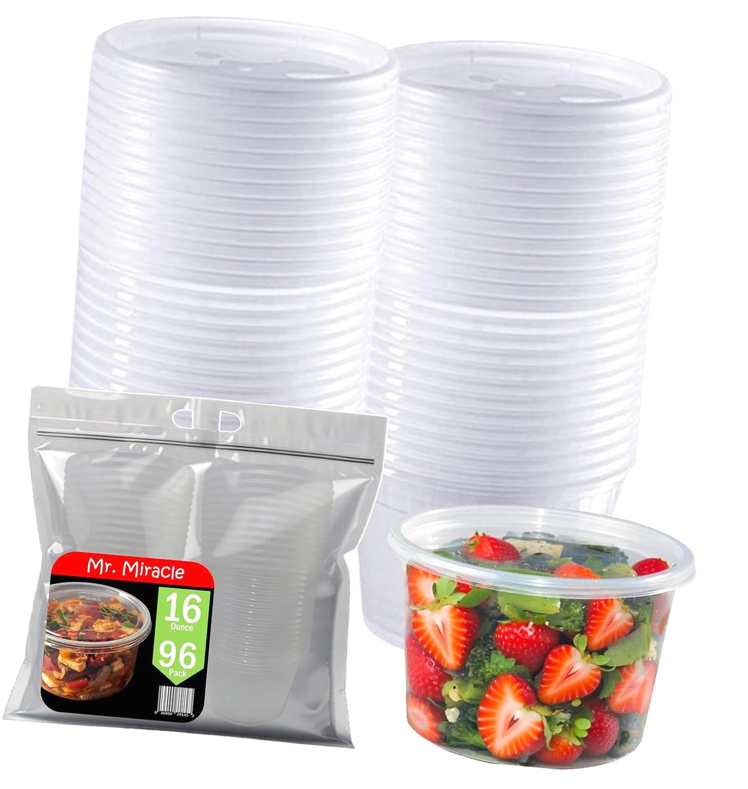 HYKE Mr Deli Containers with Lids - 96 Pack of 16 oz Clear Airtight ...