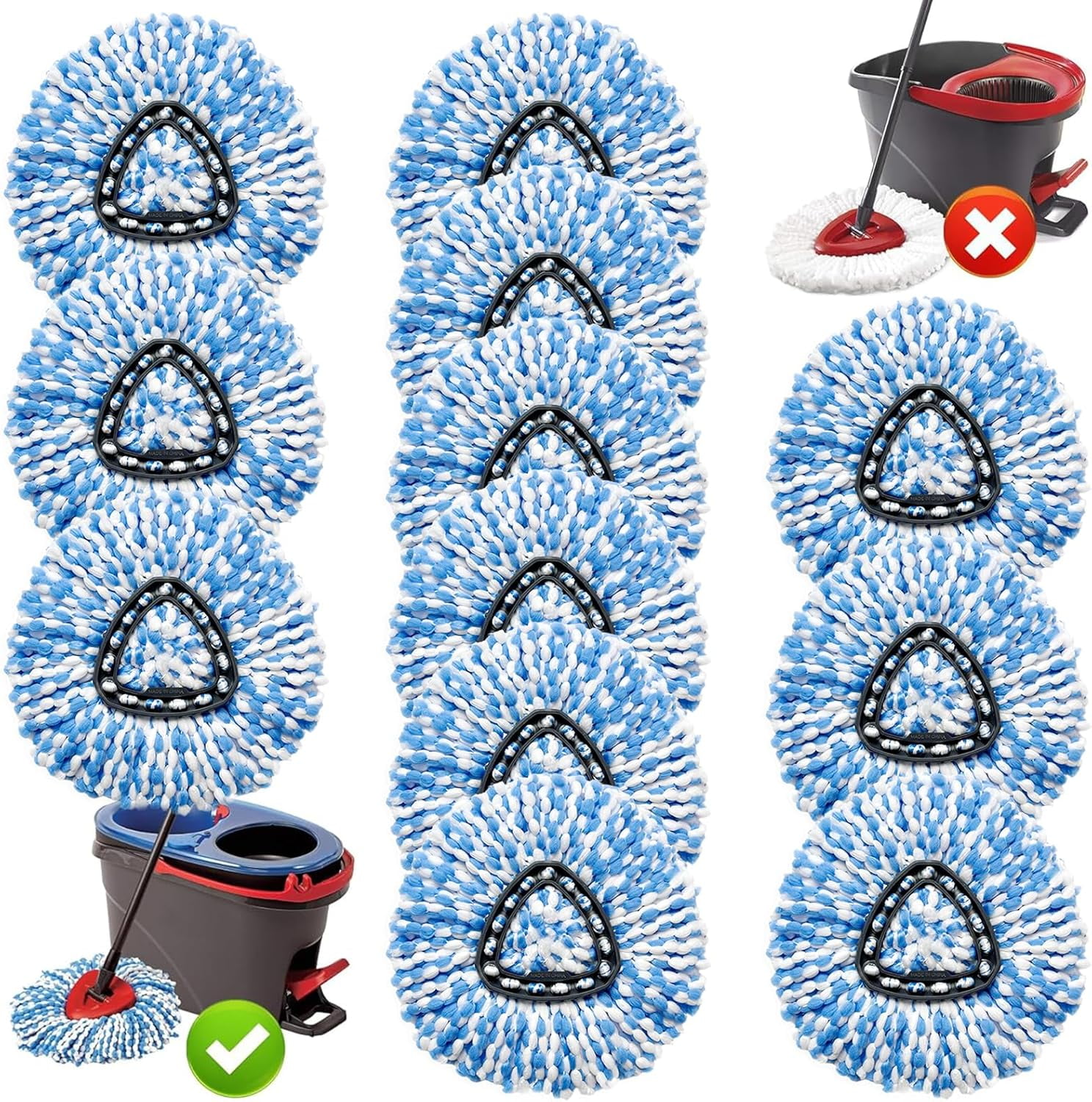 HYKE Multipack Mop Head Replaent, Spin Mop Replaent Head, Soft ber Mop Head Compatible for ...