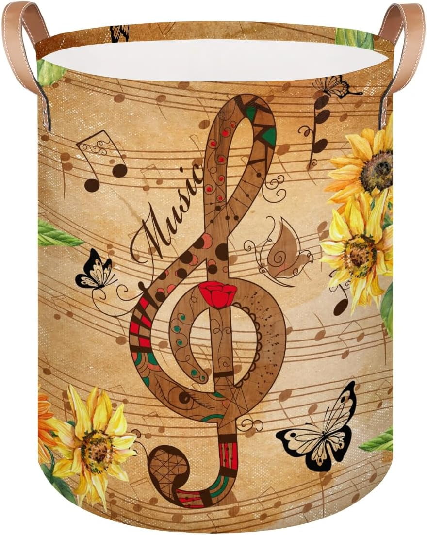 HYKE Musice Note Sunflower Large Laundry Hamper, Laundry Baskets with ...