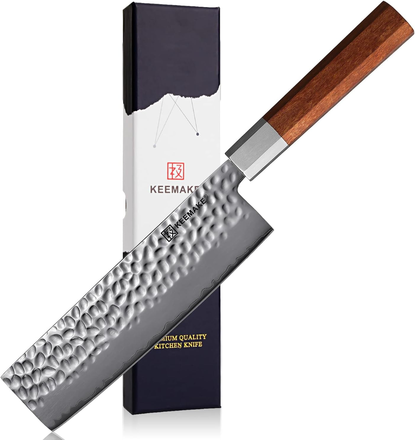 HYKE Nakiri Knife 7 inch Japanese Vegetable Knife 3 Layer 9CR18MOV Stainless Steel Sharp Asian ...