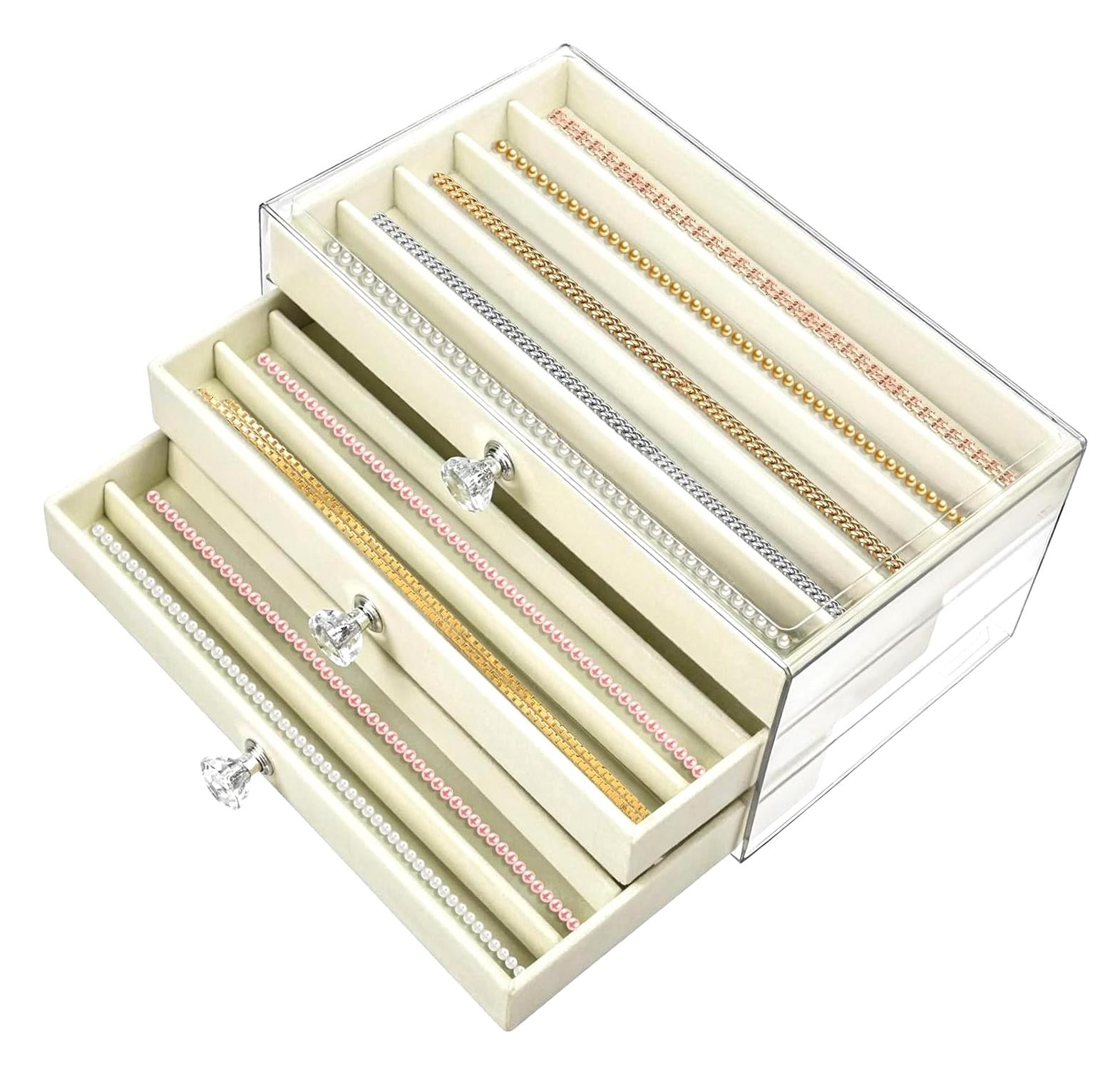 HYKE Necklace Organizer Box with Clear Cover, Necklace Storage Tray ...
