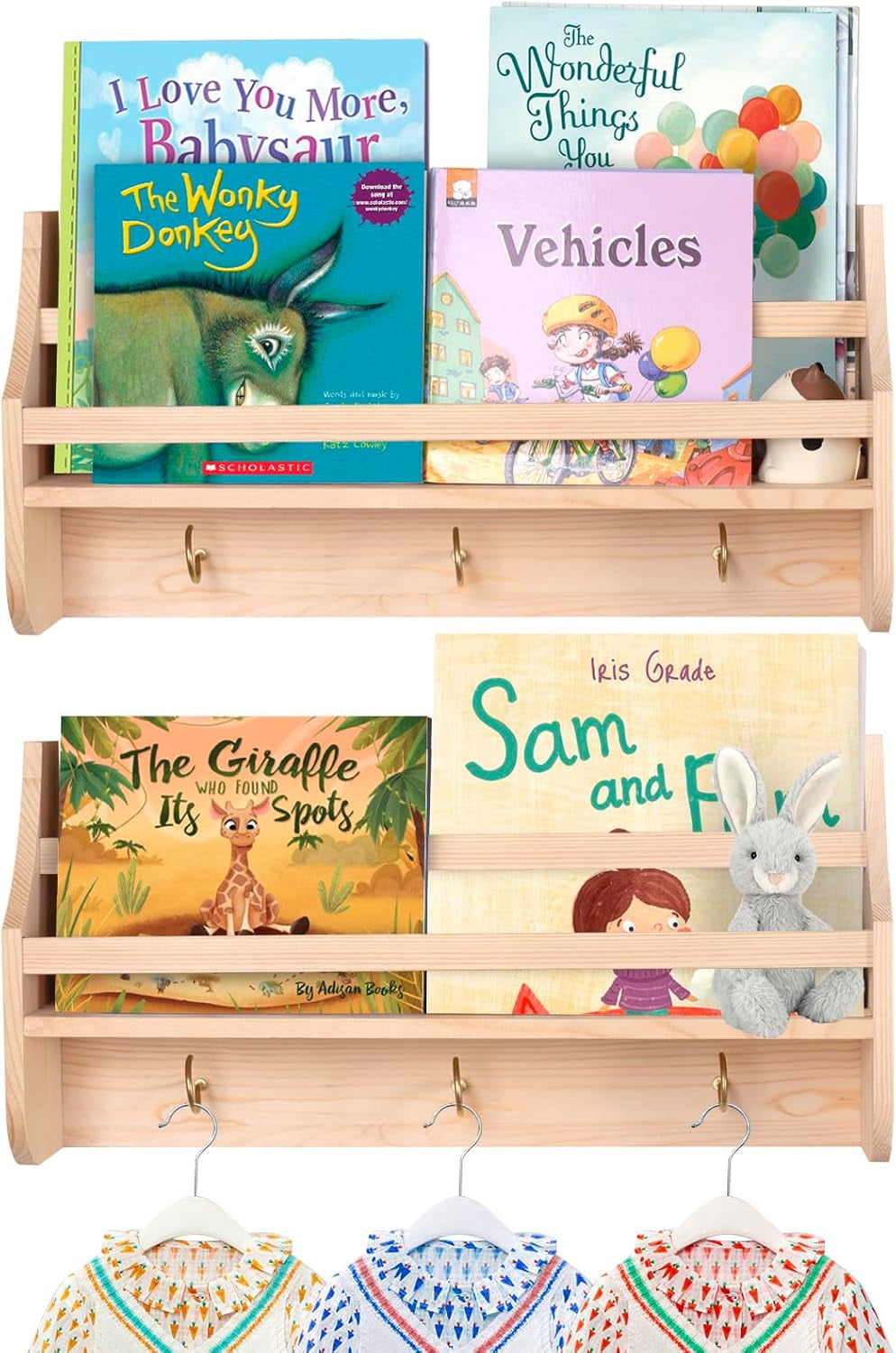 HYKE Nursery Book Shelves,Set of 2 Floating Wall Mounted Bookshelf ...