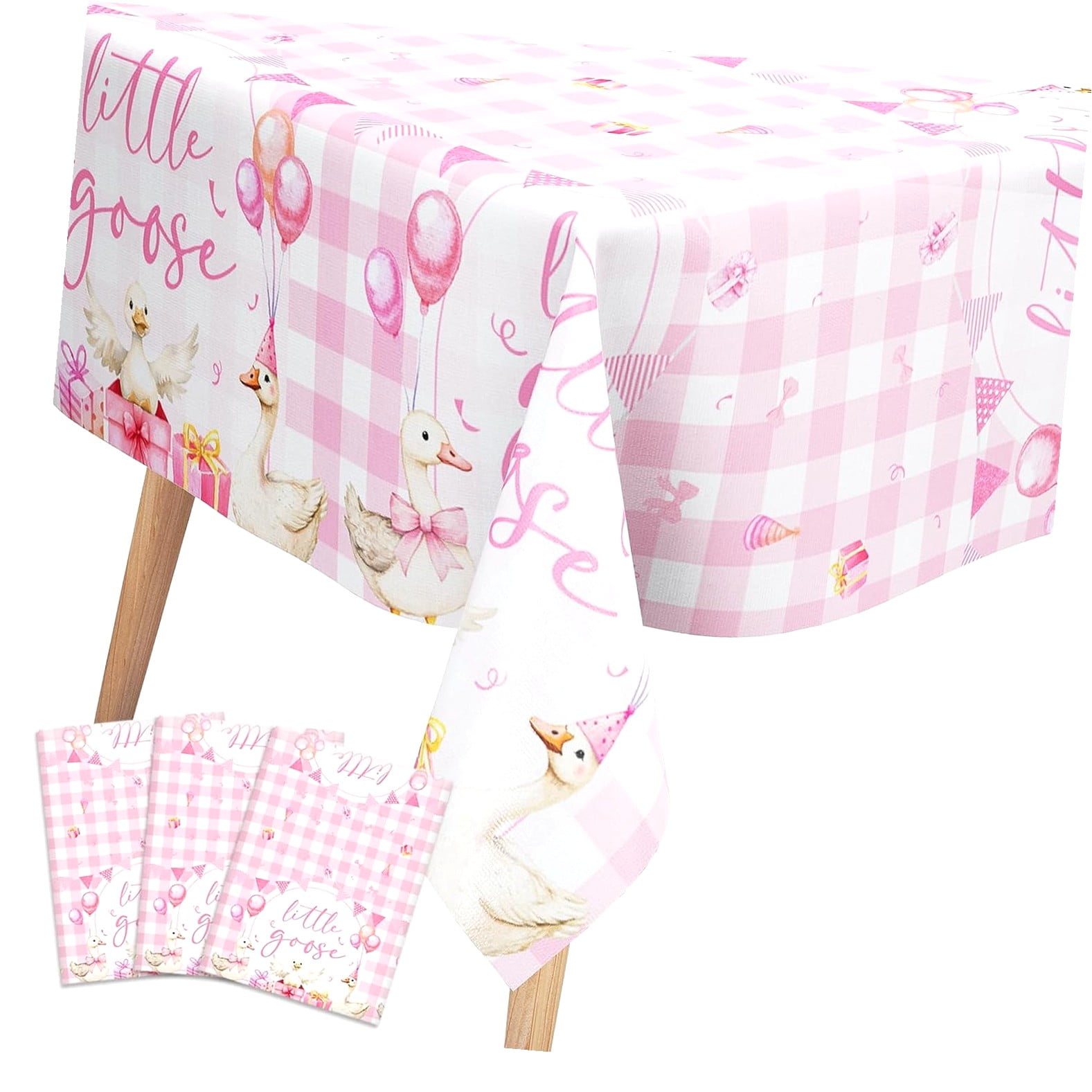 HYKE One Birthday Decor 3 Pieces Little Goose Gingham Tablecloth One ...