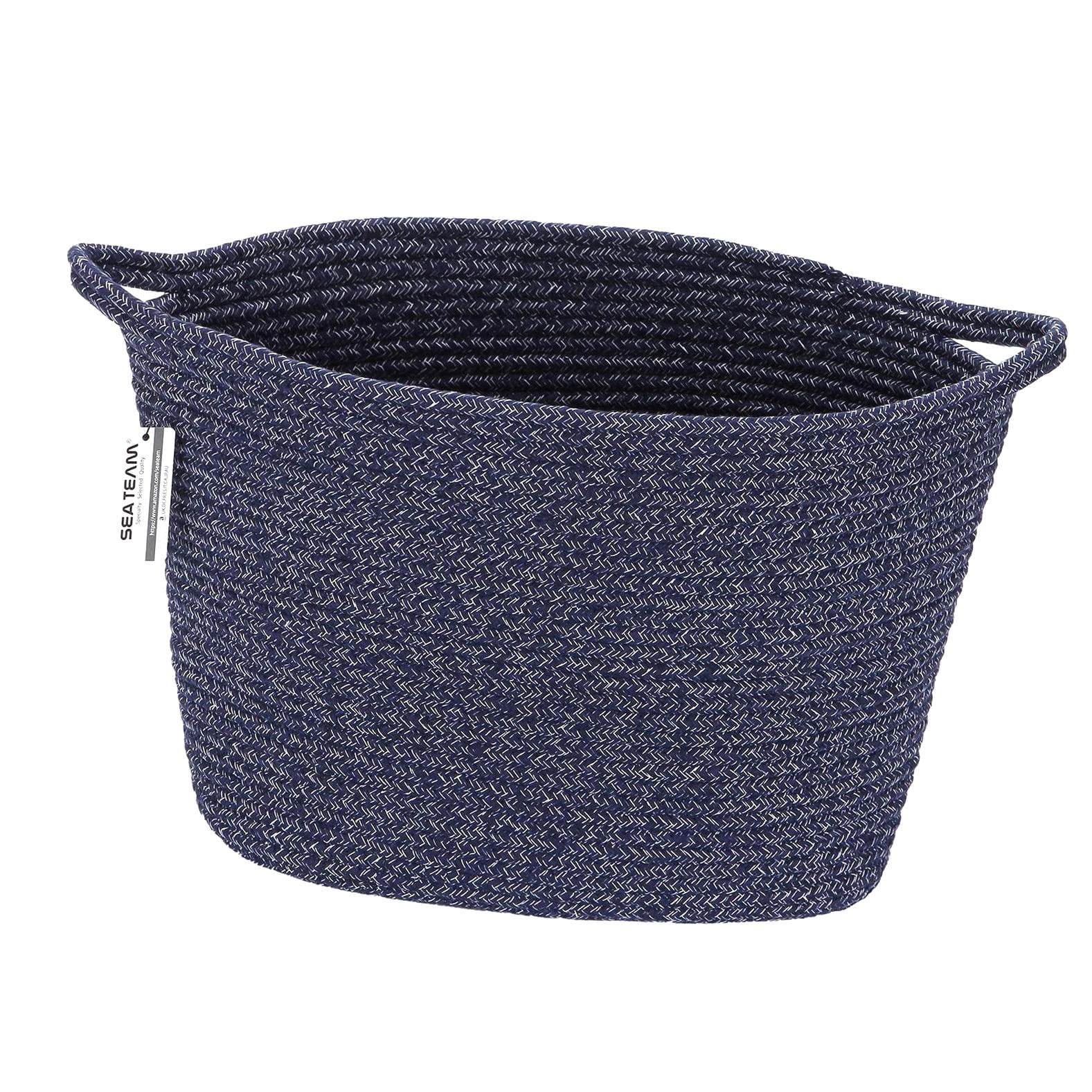 HYKE Oval Cotton Rope Woven Storage Basket with Handles, Diaper Caddy ...