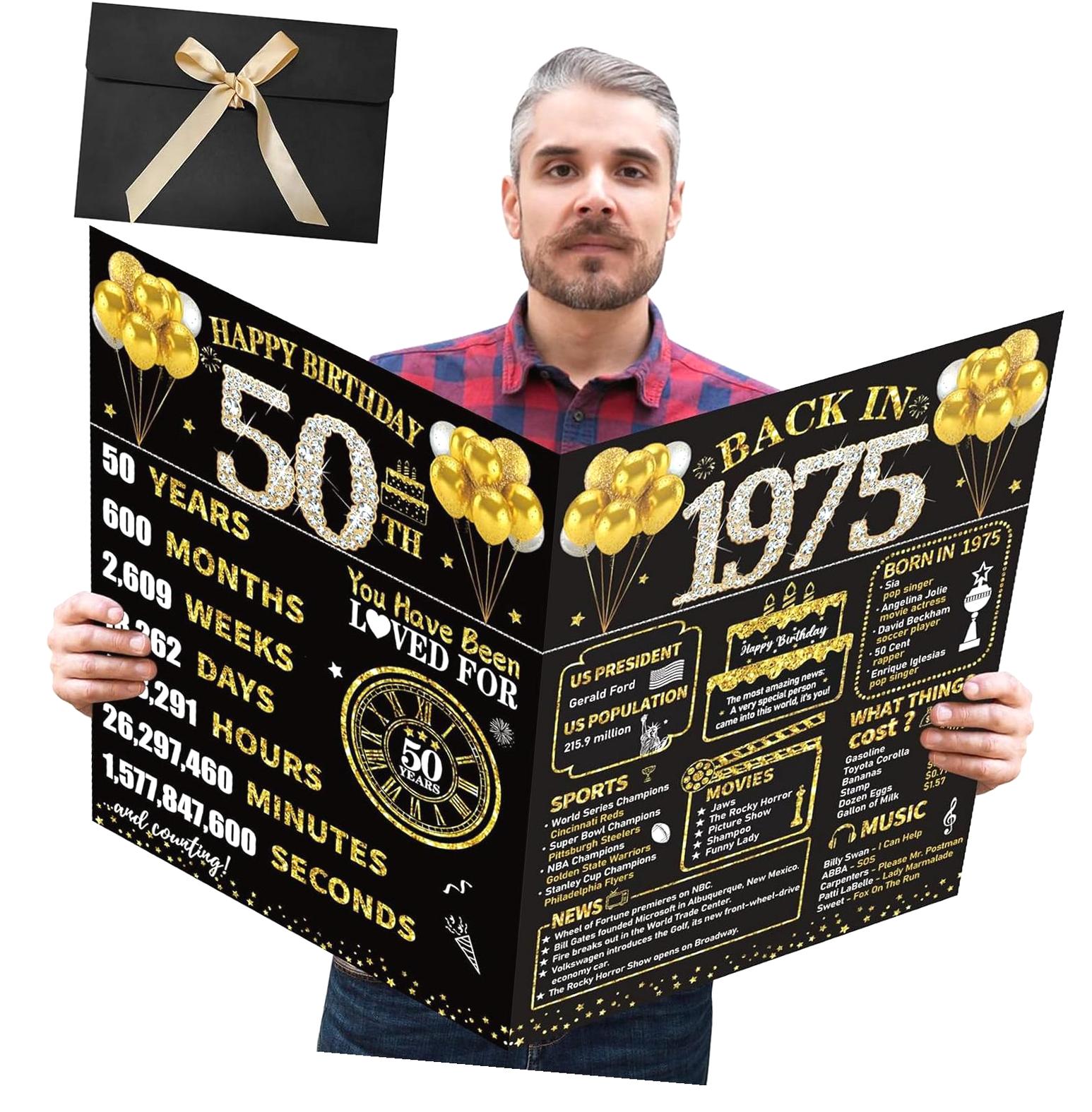 HYKE Oversized 50th Birthday Card Includes Envelope, Ideal 50th ...