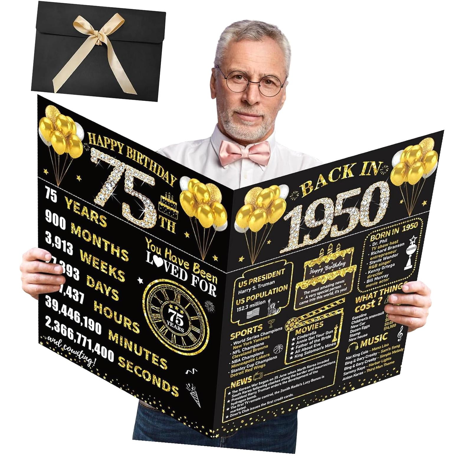 HYKE Oversized 75th Birthday Card with Envelope, Perfect 75th Birthday ...