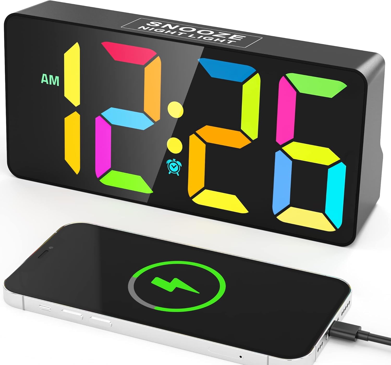 HYKE PP Digital Alarm Clock with RGB Night Light - Color Changing LED ...