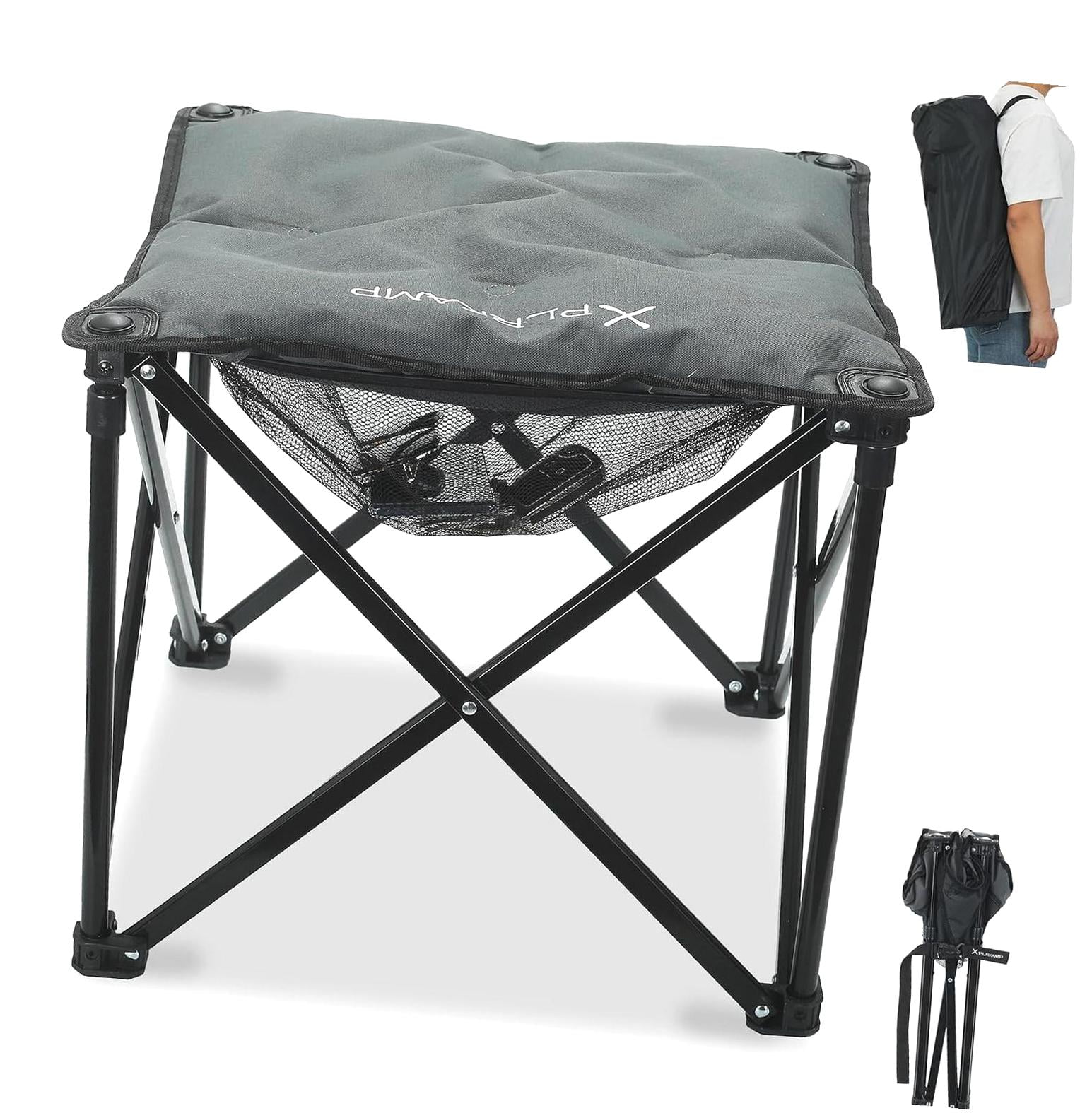 HYKE Padded Camping Stool, 18 Inch Oversized Camping Foot Rest, 500lb ...