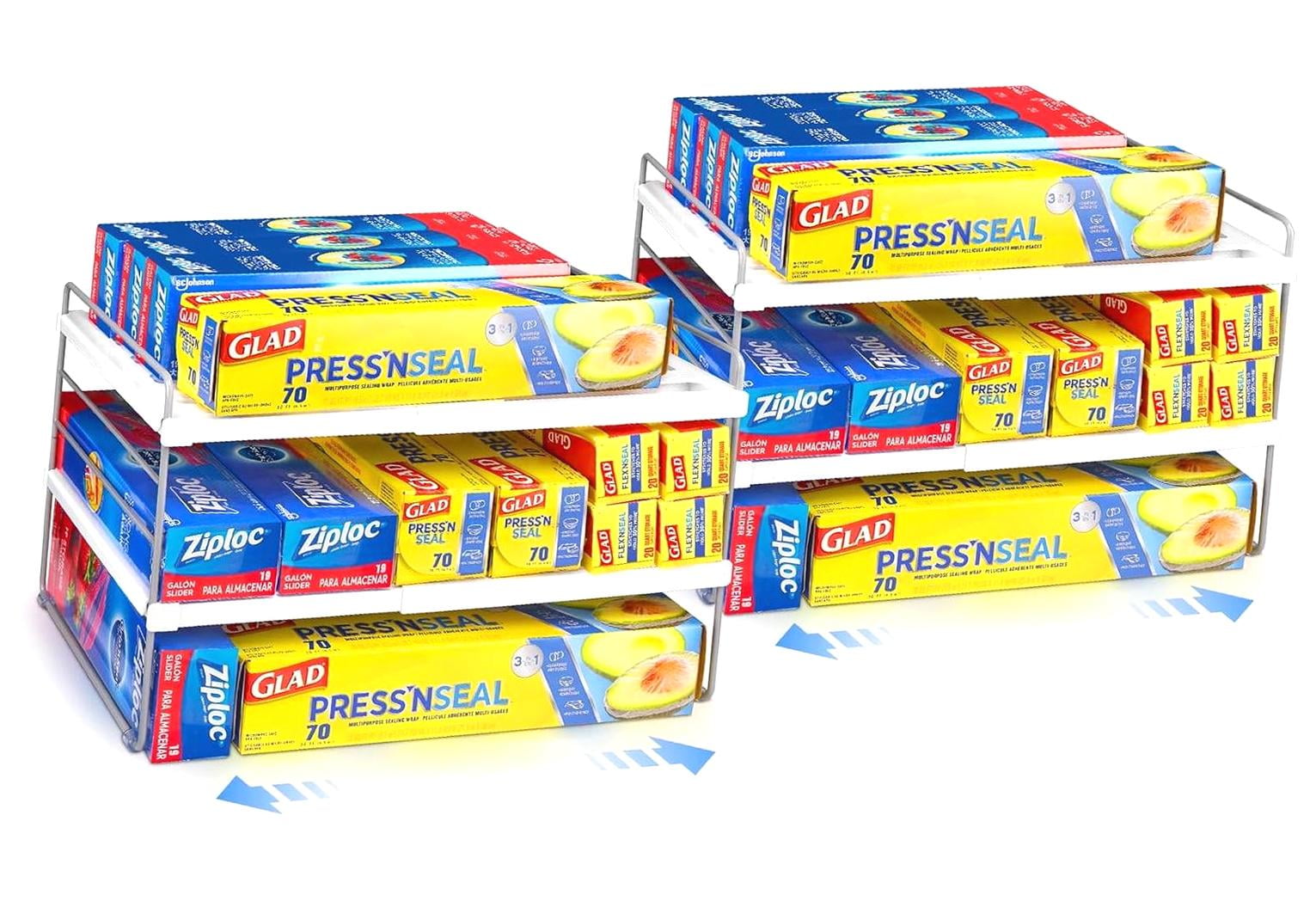 HYKE Pantry Organizers and Storage,3 Tiers Expandable Foil and Plastic ...