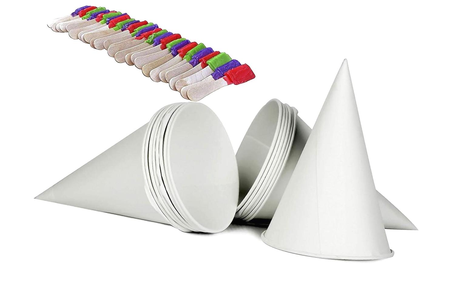 HYKE Paper Snow Cone and Water Cup, 6 oz, 100 Cups, Wax-, Classic Style ...