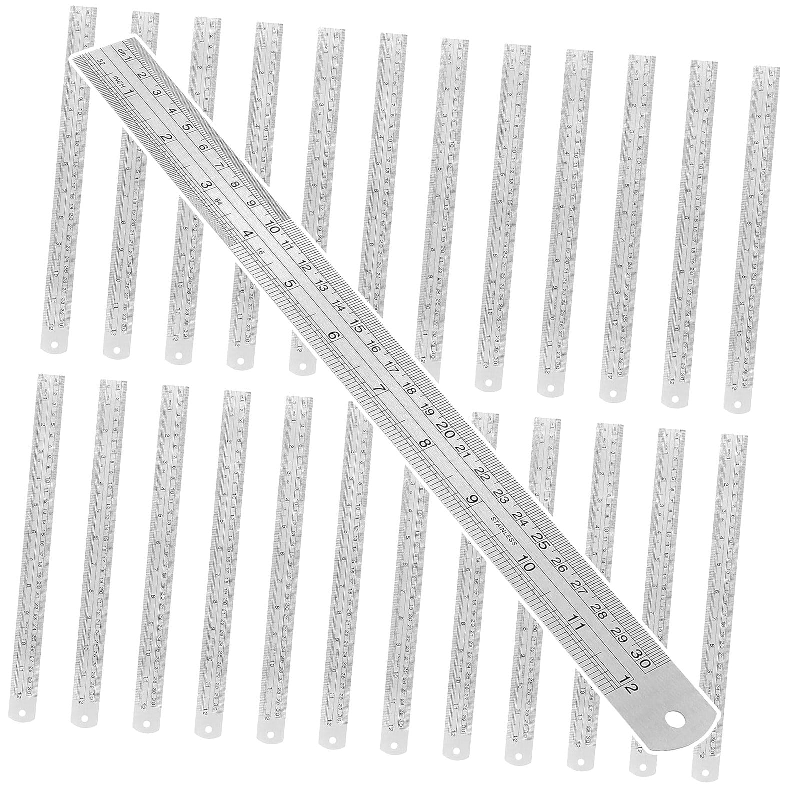 HYKE Pieces 12 Inch Steel Rulers in Bulk, Metal Rulers featuring both ...