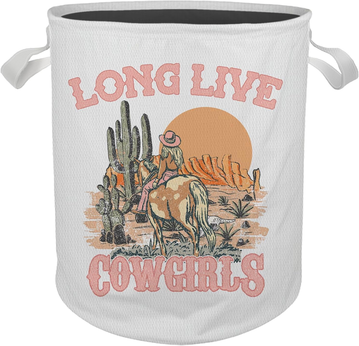 HYKE Pink Western Laundry Basket,Western Laundry Hamper,Long Live Cowgirls Laundry Basket Hamper ...