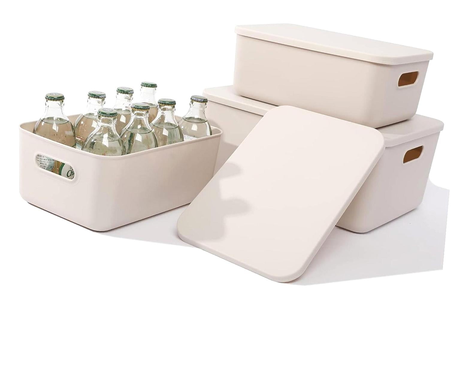 HYKE Plastic Storage Baskets With Lid Organizing Container Lidded Knit ...