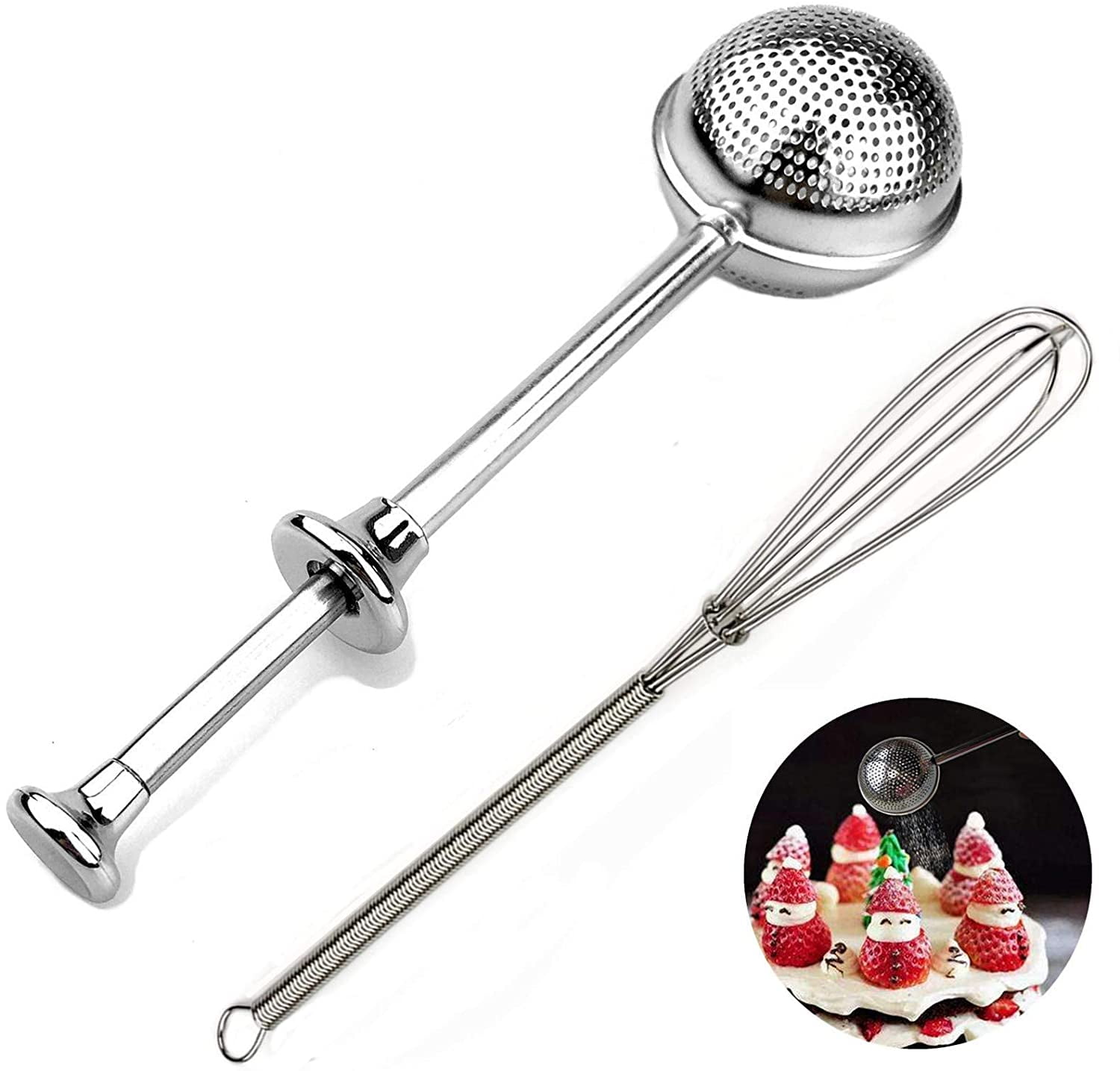 HYKE Powdered Sugar Shaker Duster With Lid Sugar Flour Sifter for Ba ...