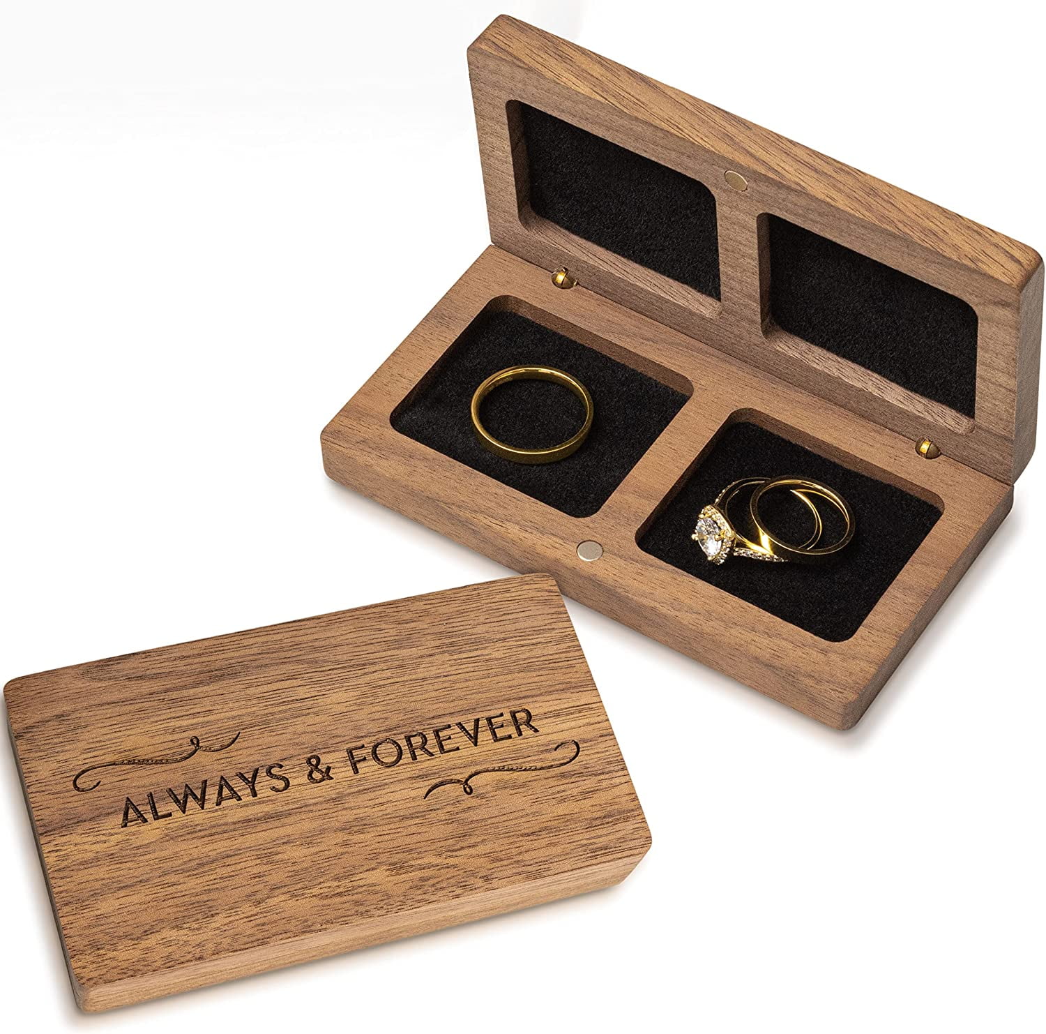 HYKE Prazoli Ring Box for Wedding Ceremony - Wooden Ring Bearer Box ...