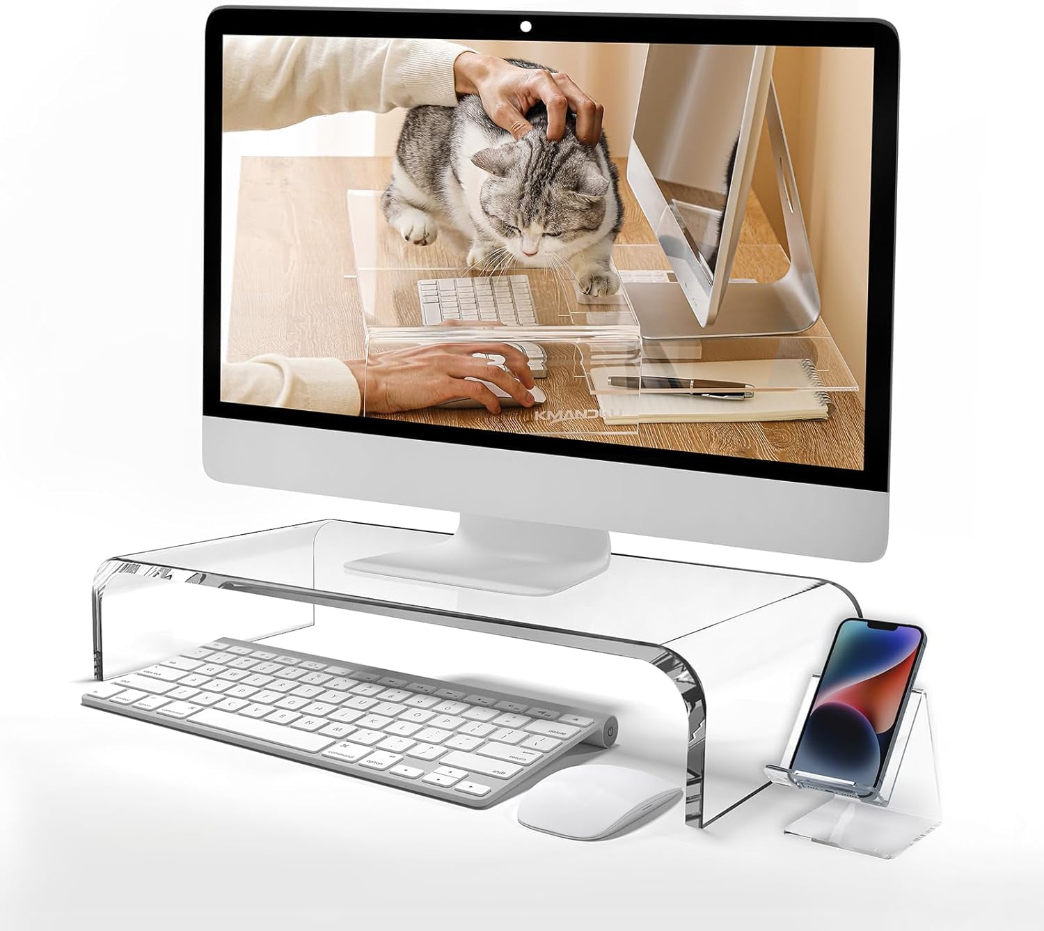 HYKE Premium Acrylic Monitor Stand \u2013 Extra-Wide 20" L x 10" W x 4 ...