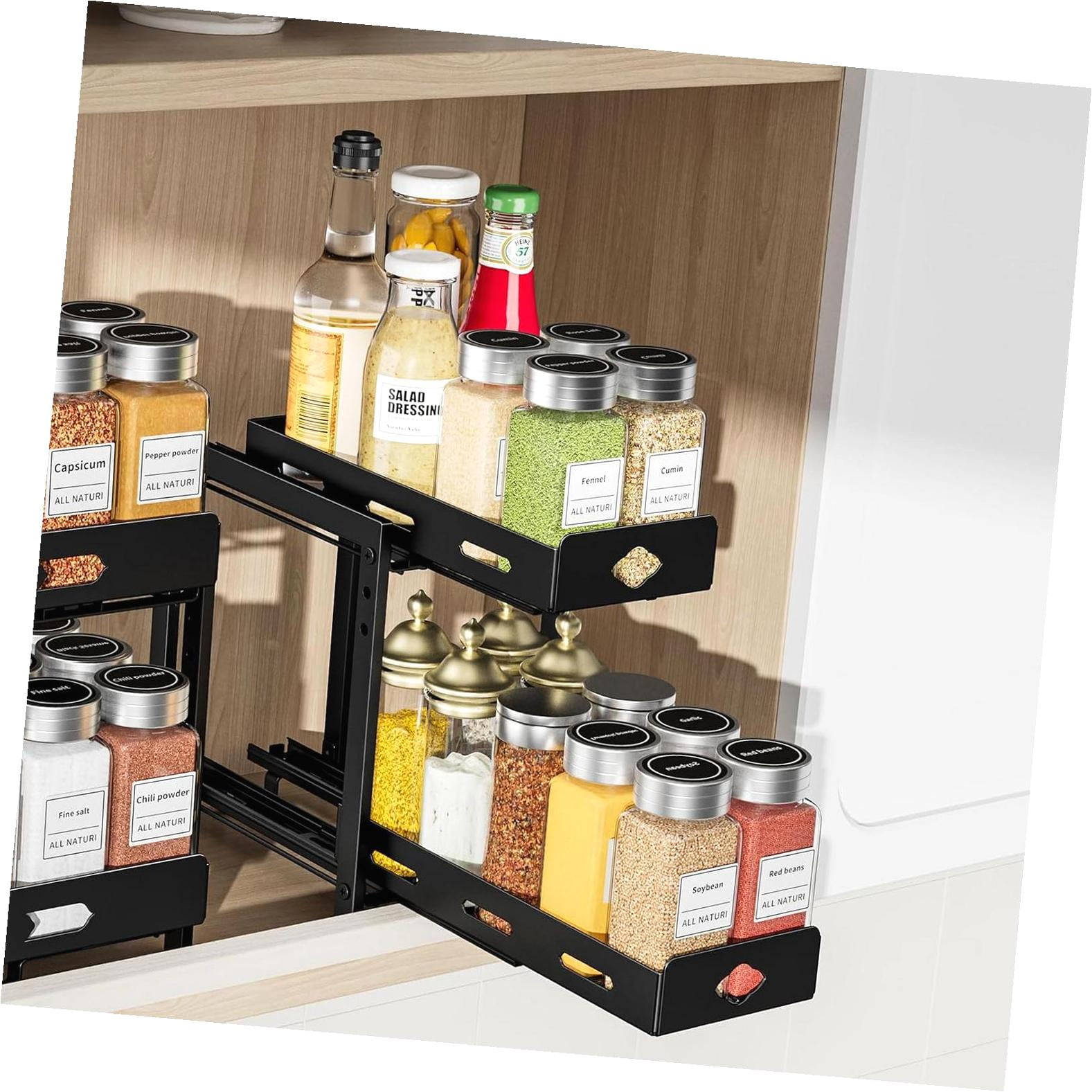 HYKE Pull Out Spice Rack Organizer for Cabinet, 2-Tier Slide Out Spice ...