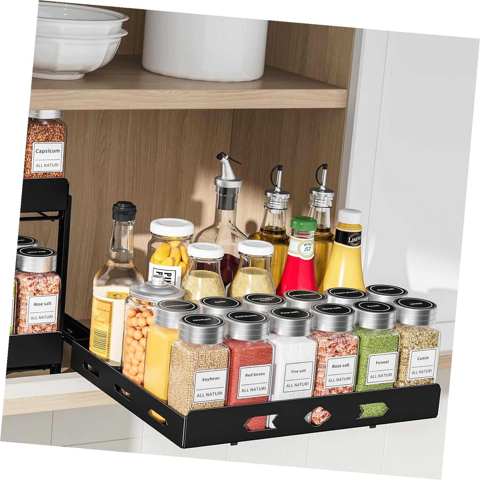 HYKE Pull Out Spice Rack Organizer for Cabinet, Slide Out Spice Rack ...