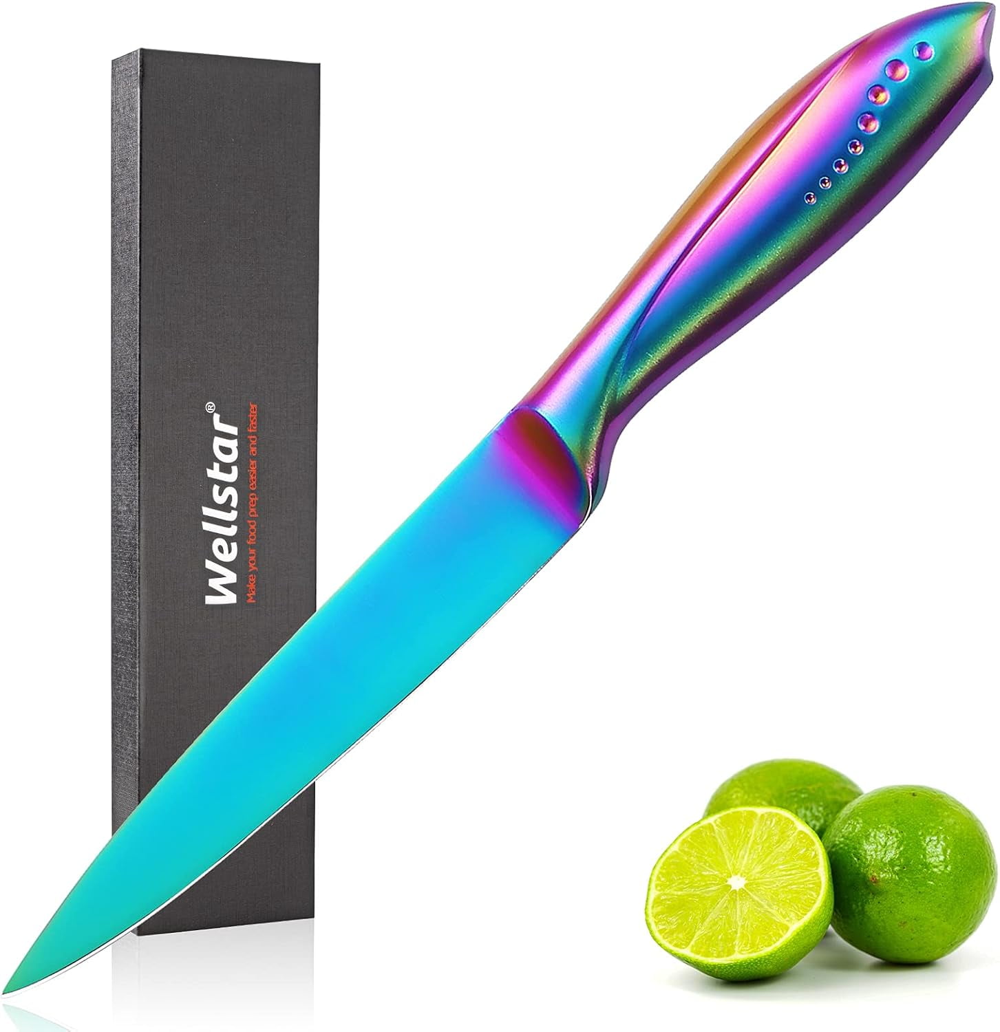 HYKE Rainbow Kitchen Utility Knife 5 Inch, Sharp ne Edge Fruit ...