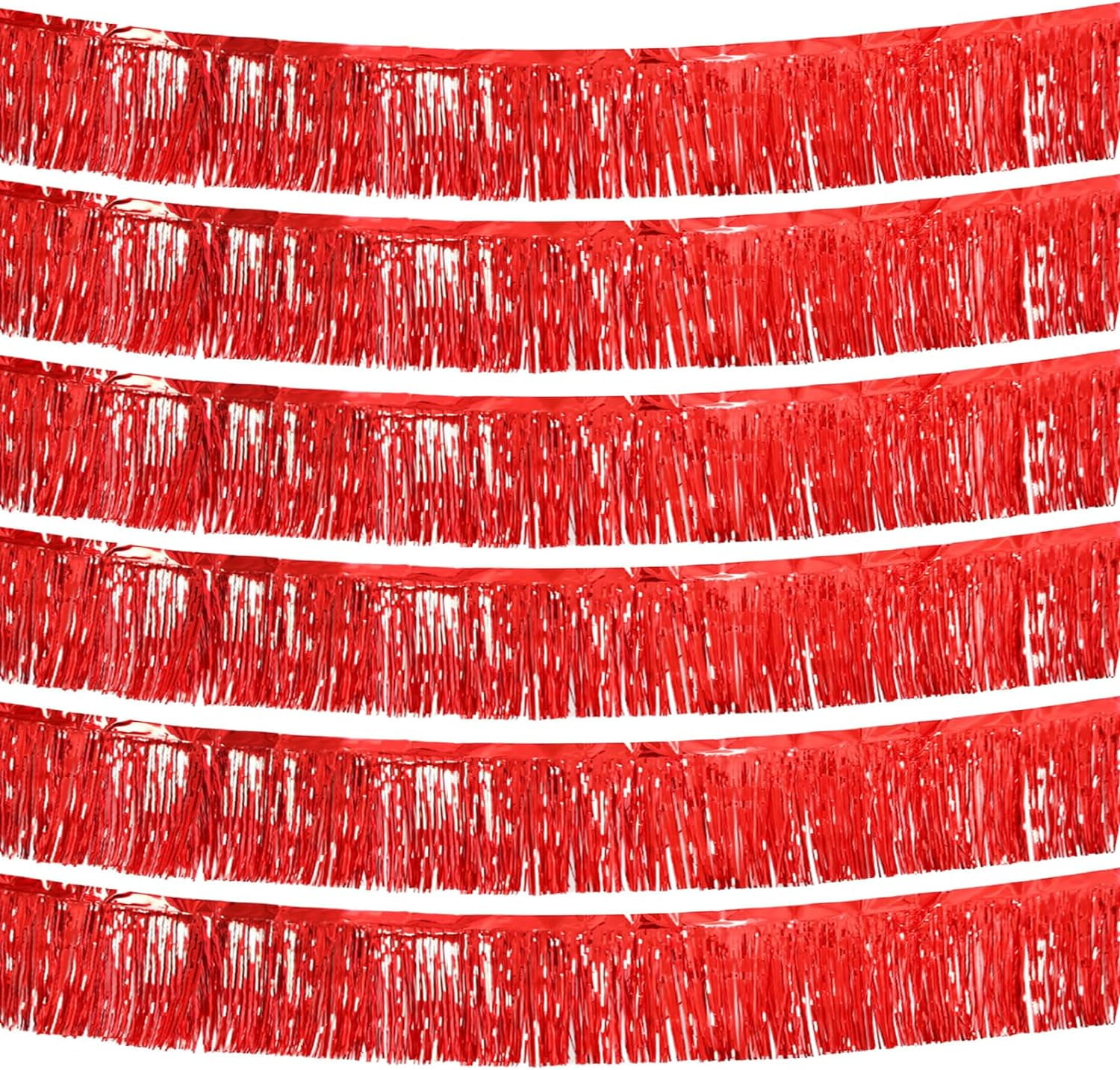 HYKE Red Foil Fringe Garland 10FT 6packs, Metc Foil Tinsel Fringe ...