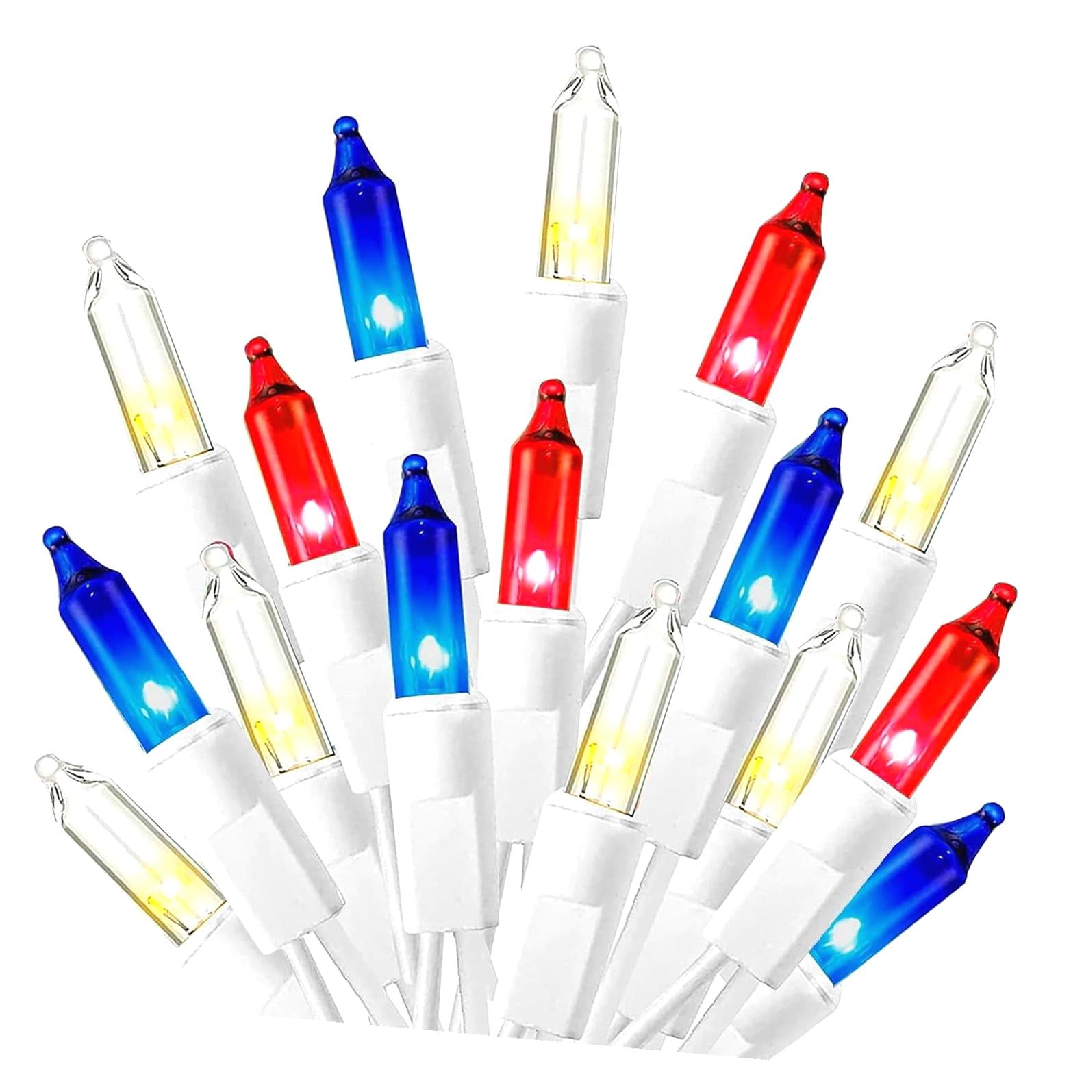 HYKE Red White and Blue 4th of July Lights, 20FT 100 Count Incandescent ...