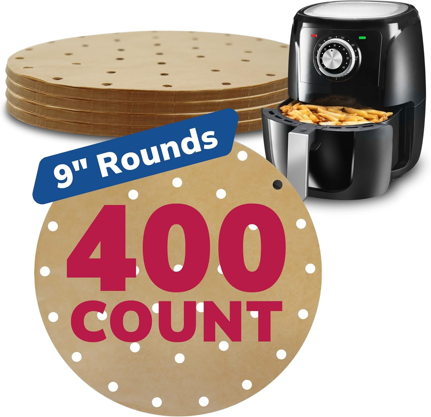 HYKE Reli. Air Fryer Parchment Paper Liners (400 Pcs) Brown | 9 Inch ...