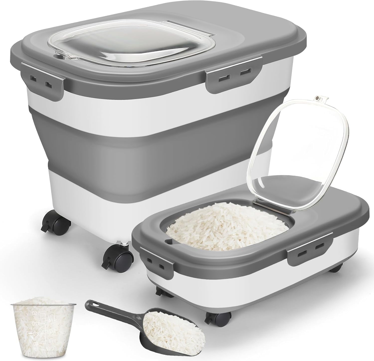 HYKE Rice Storage Container, Dog Food Storage Container, Airtight Flour ...