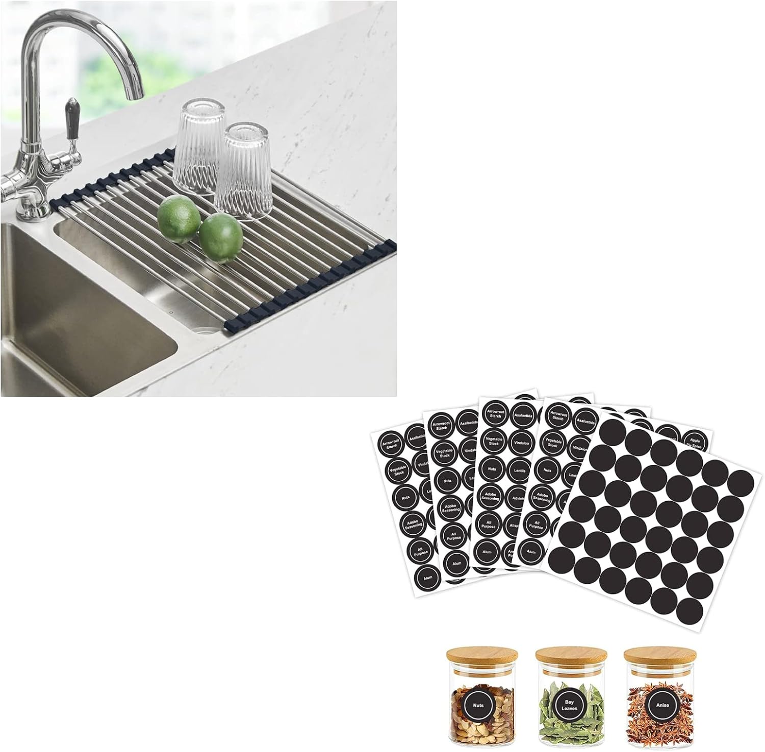 HYKE Roll Up Dish Drying Rack Over Sink 17"x 11.8"Over The Sink Dish ...