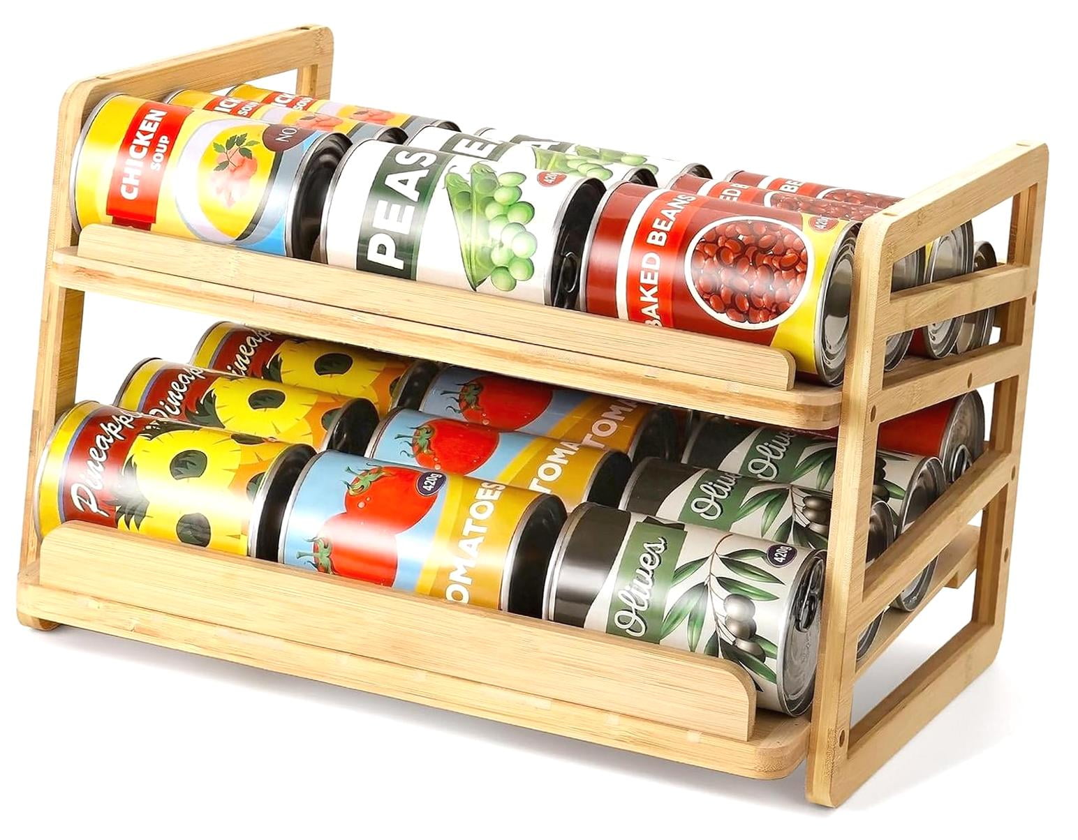 HYKE Rolling Can Organizer Rack, Stackable Two-Tier Can Organizers and ...