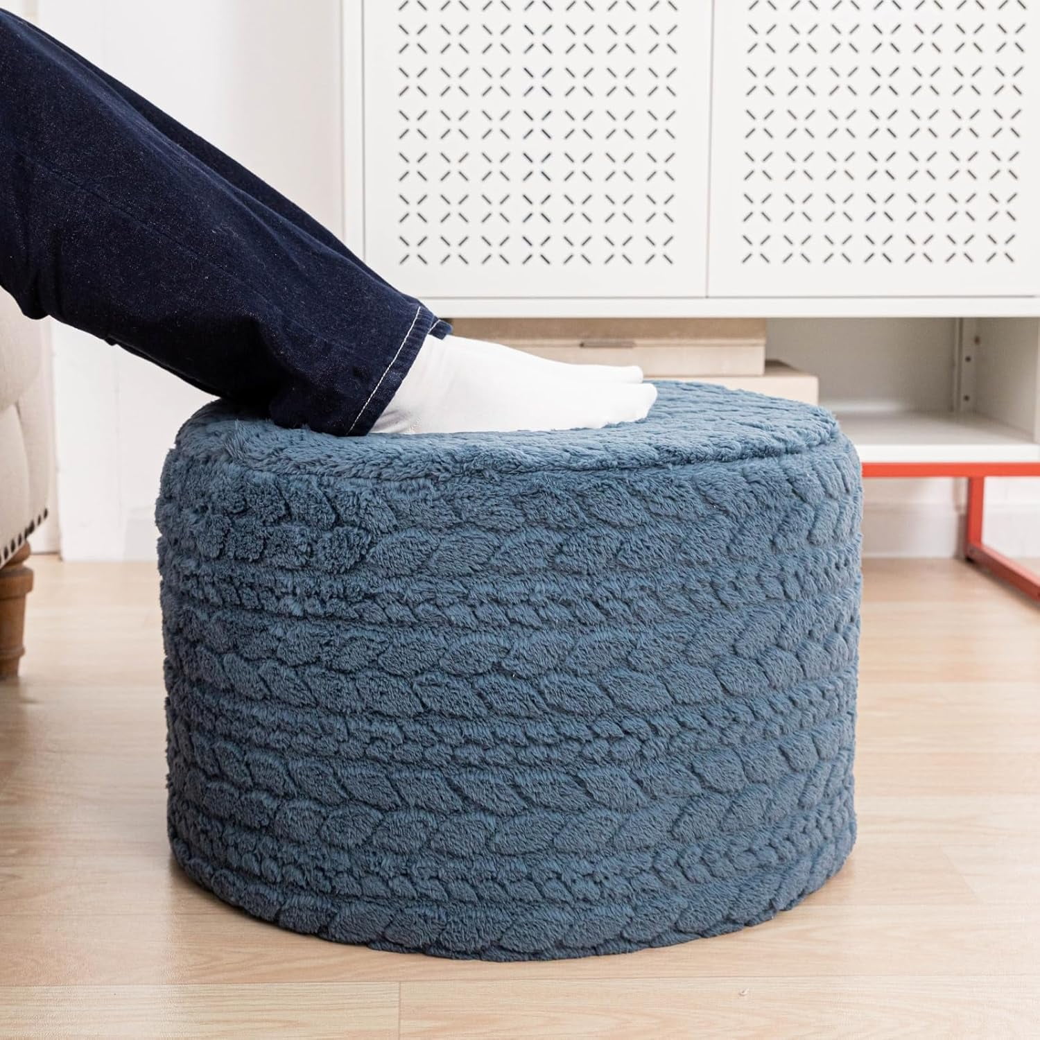 HYKE Round Pouf man 20 x 20 x 14 Inches Boho Poof Home Decor Floor ...
