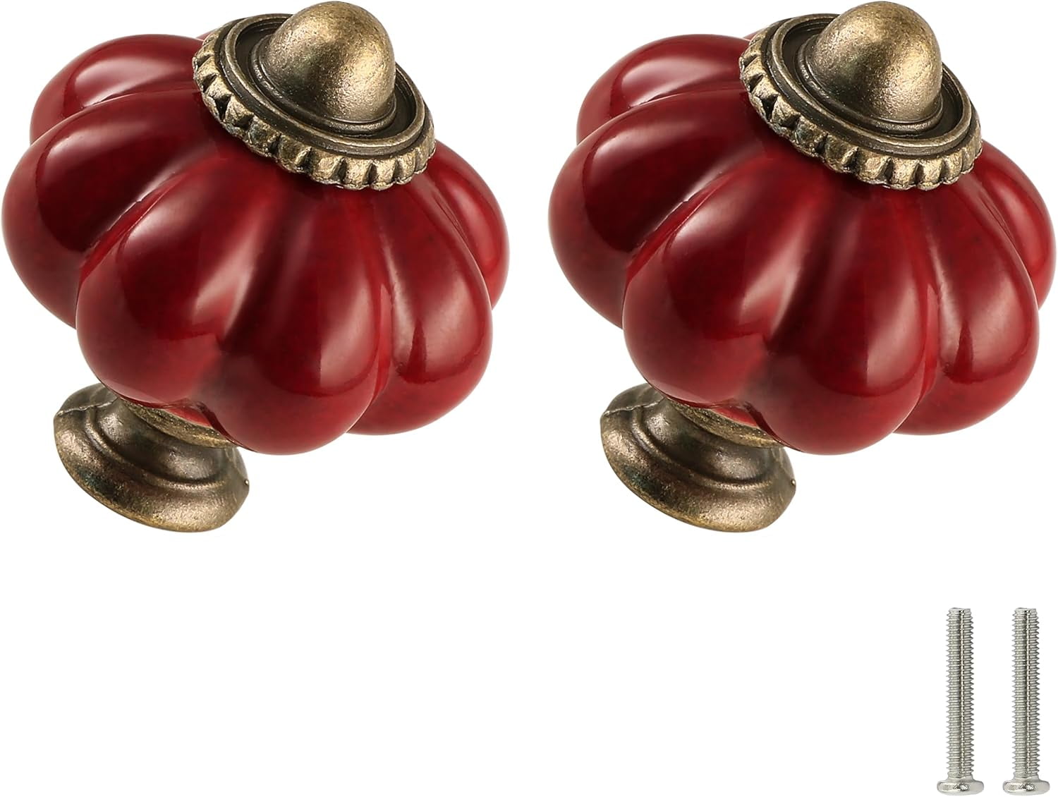 HYKE Rust Red Pumpkin Knobs 12 Pack Ceramic Cabinet Knobs Vintage ...