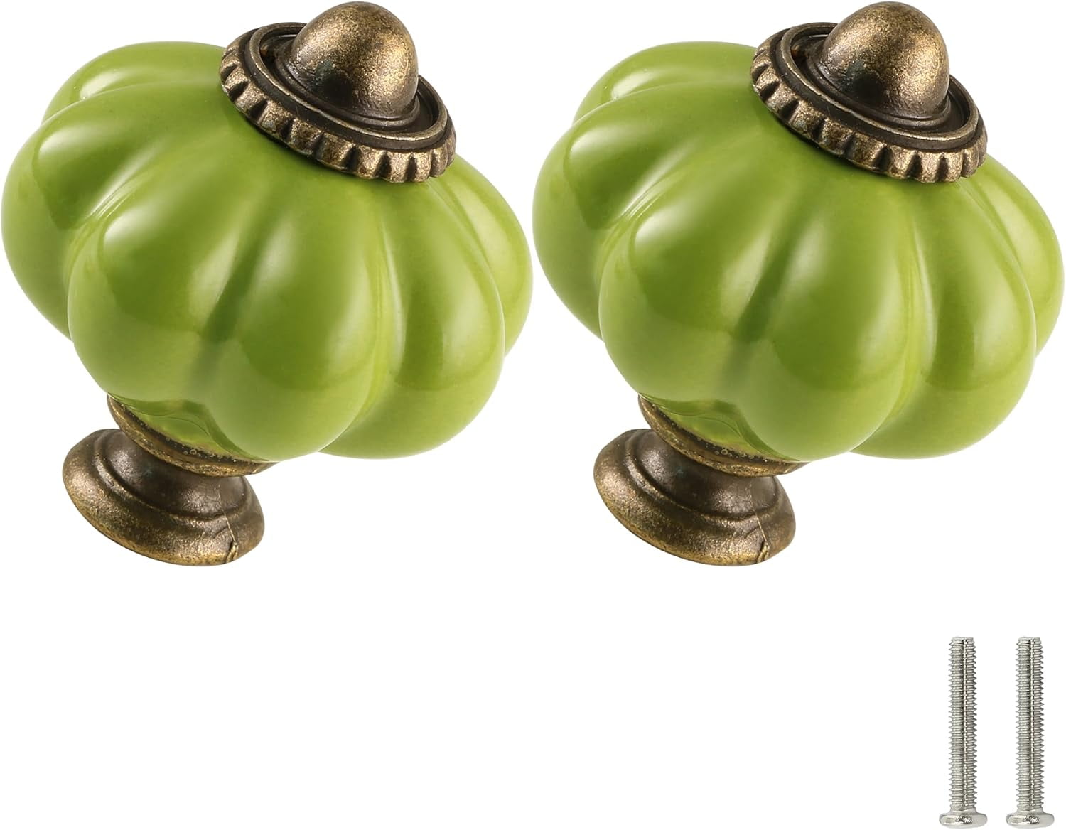 HYKE Sage Green Pumpkin Knobs 12 Pack Ceramic Cabinet Knobs Vintage Drawer Pulls - Antue Dresser ...