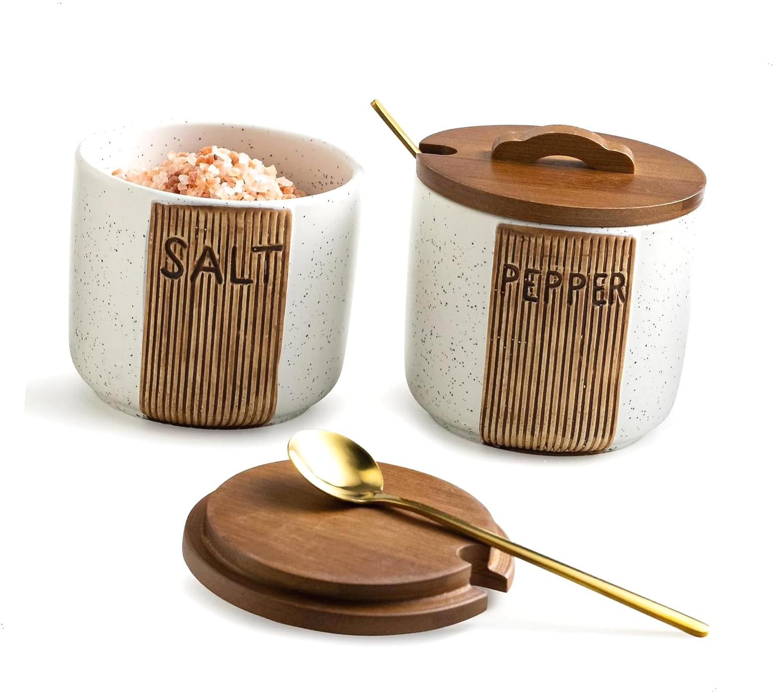 HYKE Salt and Pepper Bowl Ceramic, 10 Oz Salt and Pepper Cellar with ...